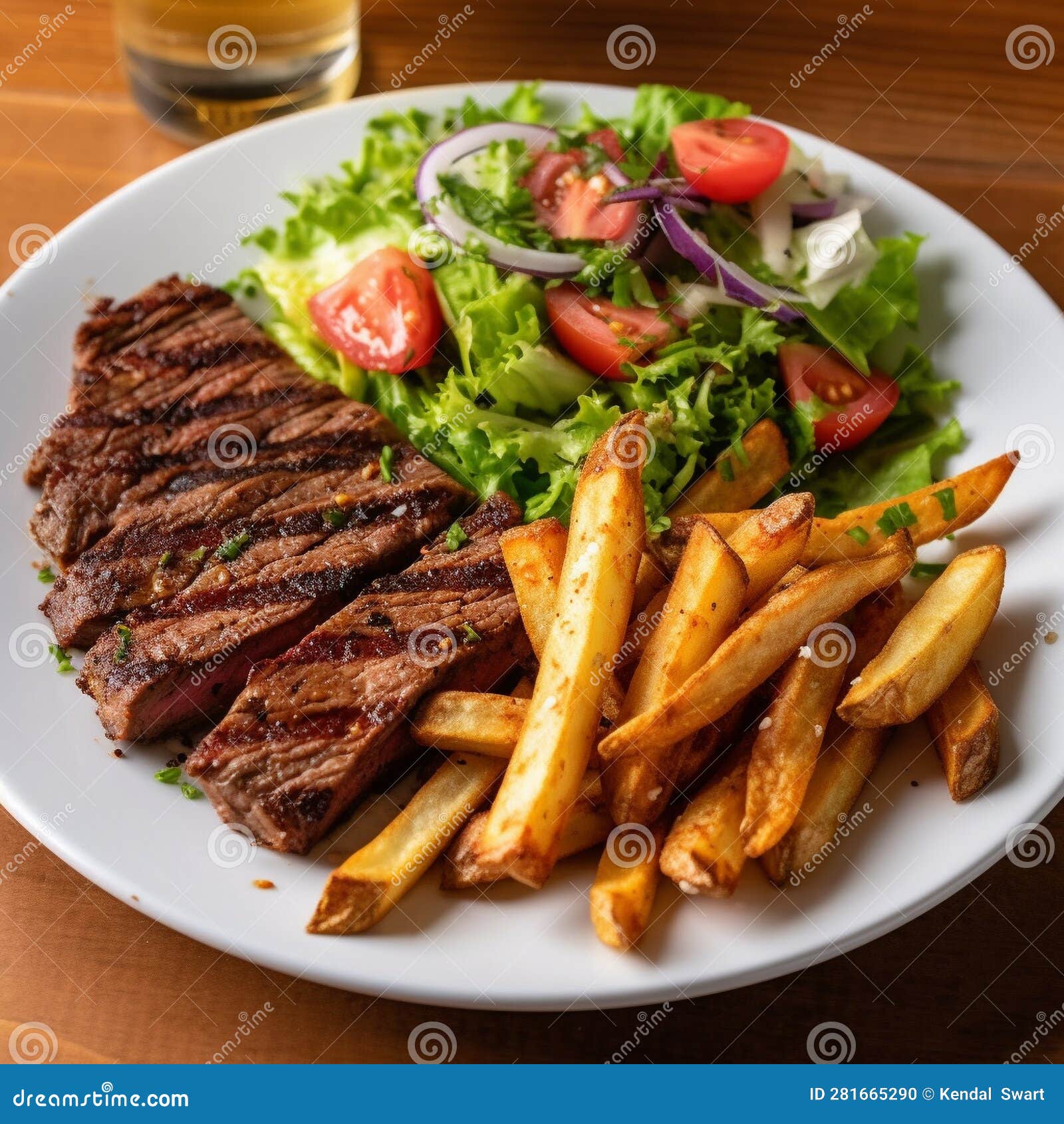 Steak and chips stock illustration. Illustration of pork - 281665290