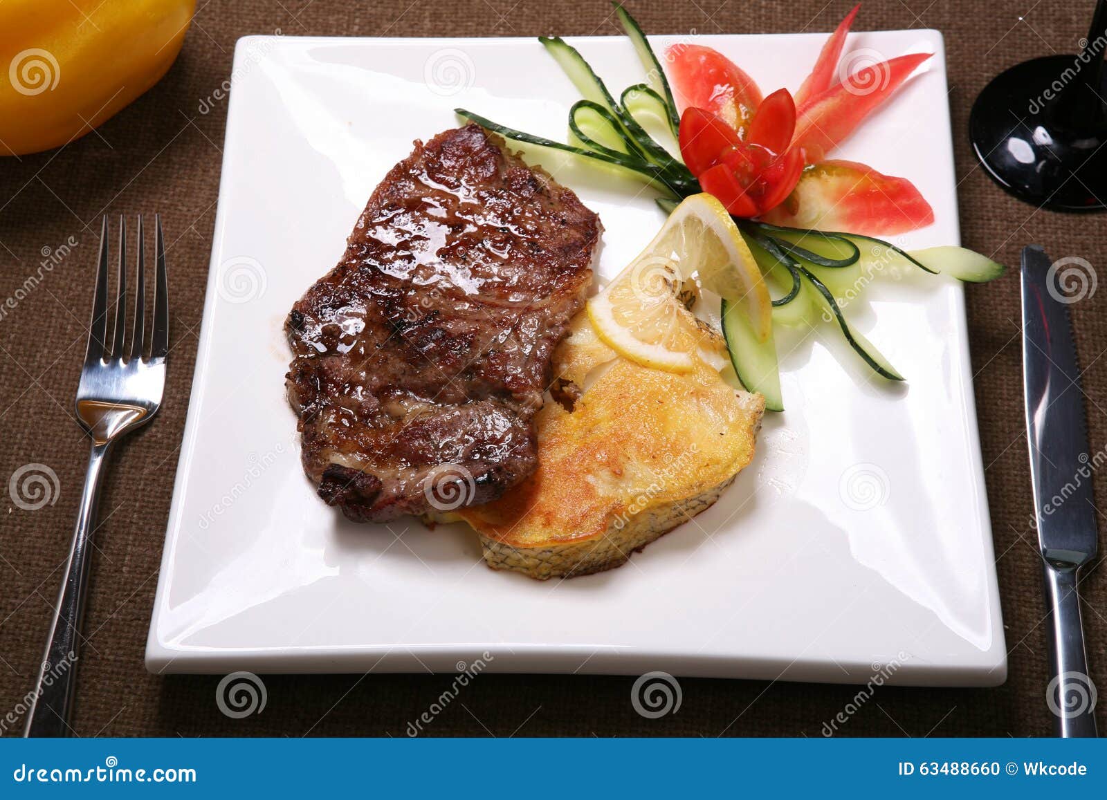 Steak cod stock photo. Image of leaf, cherry, food, healthy - 63488660