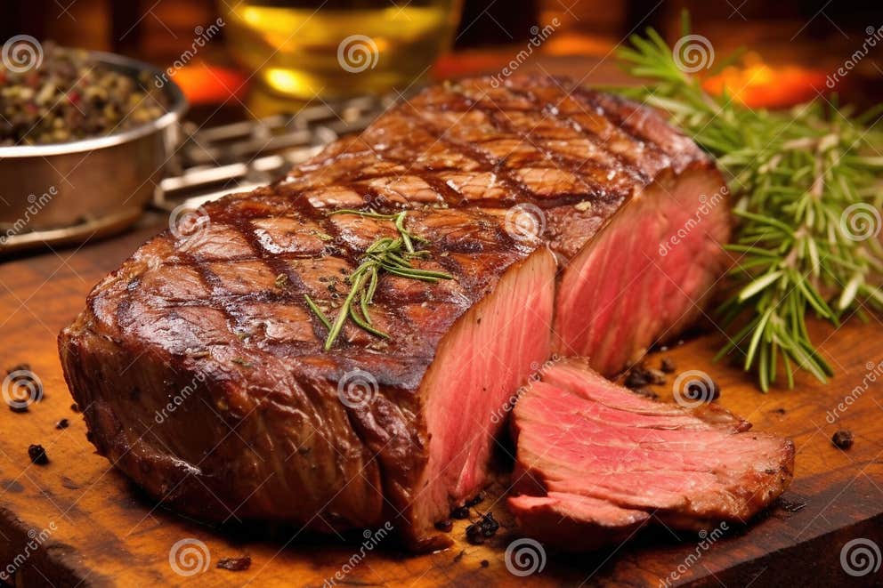 Steak Colored with Beautiful Grill Marks Stock Image - Image of grilled ...