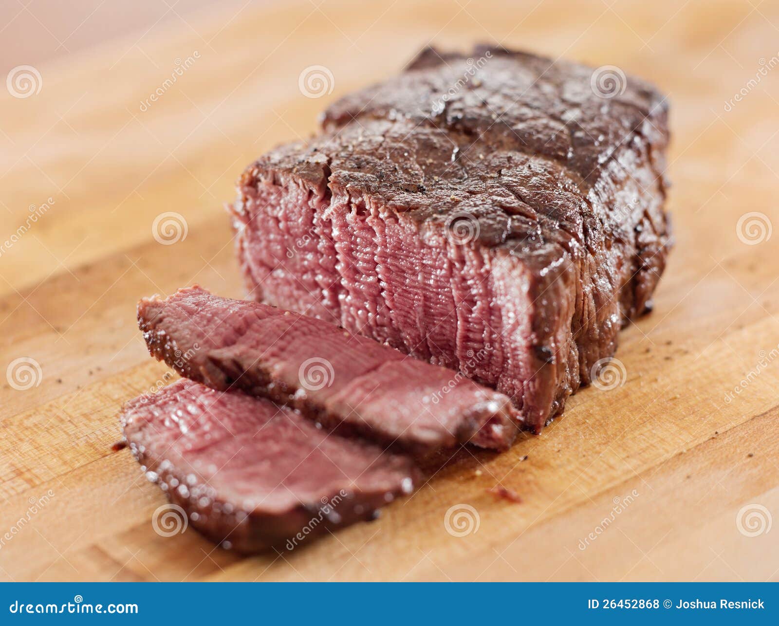 Steak - Cooked Fillet of Beef Sliced Open. Stock Photo - Image of ...