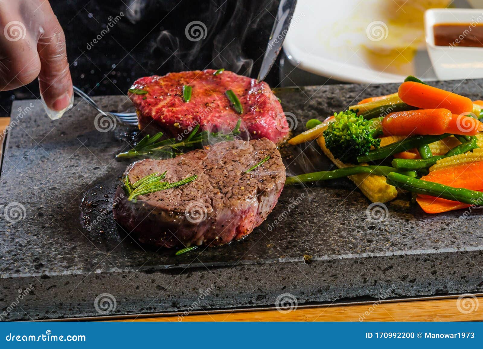 Steak cooked on lava-stone stock photo. Image of ripe - 170992200