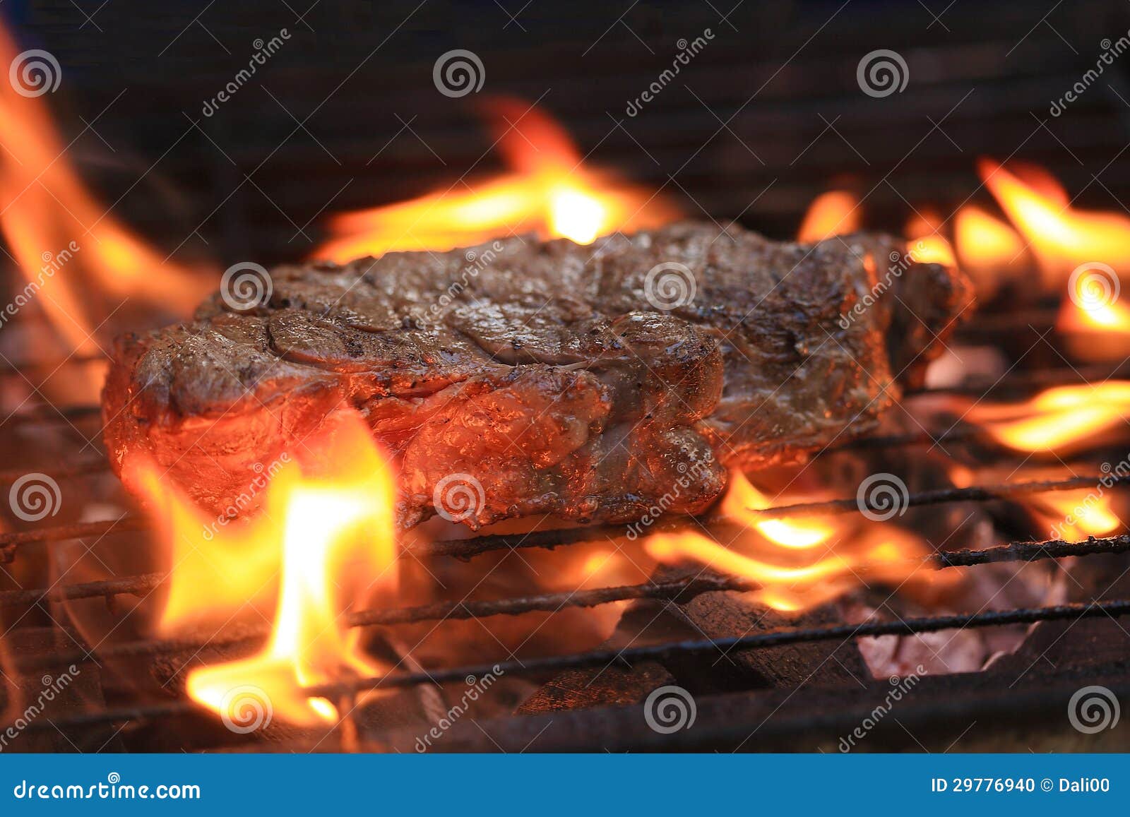 Steak on flame Grill stock photo. Image of dine, ccoking - 29776940
