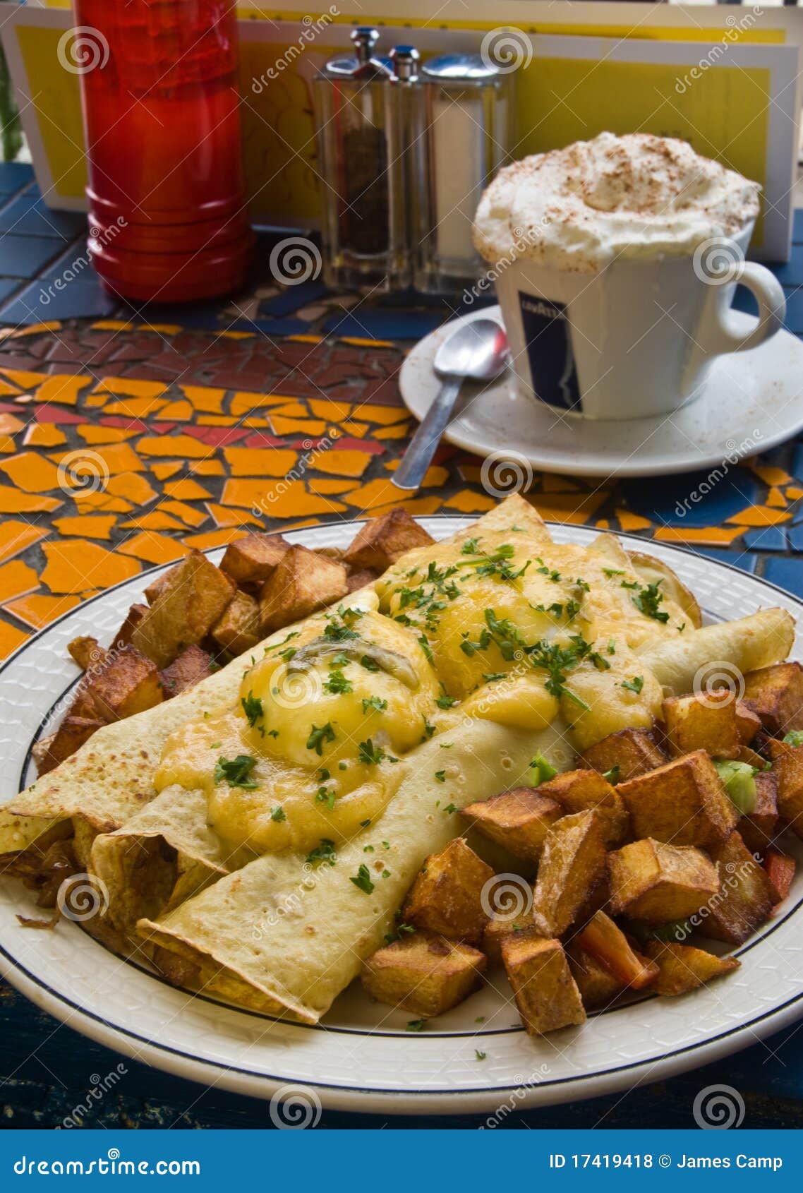 Steak Crepes with Scrambled Eggs Stock Photo - Image of hearty ...