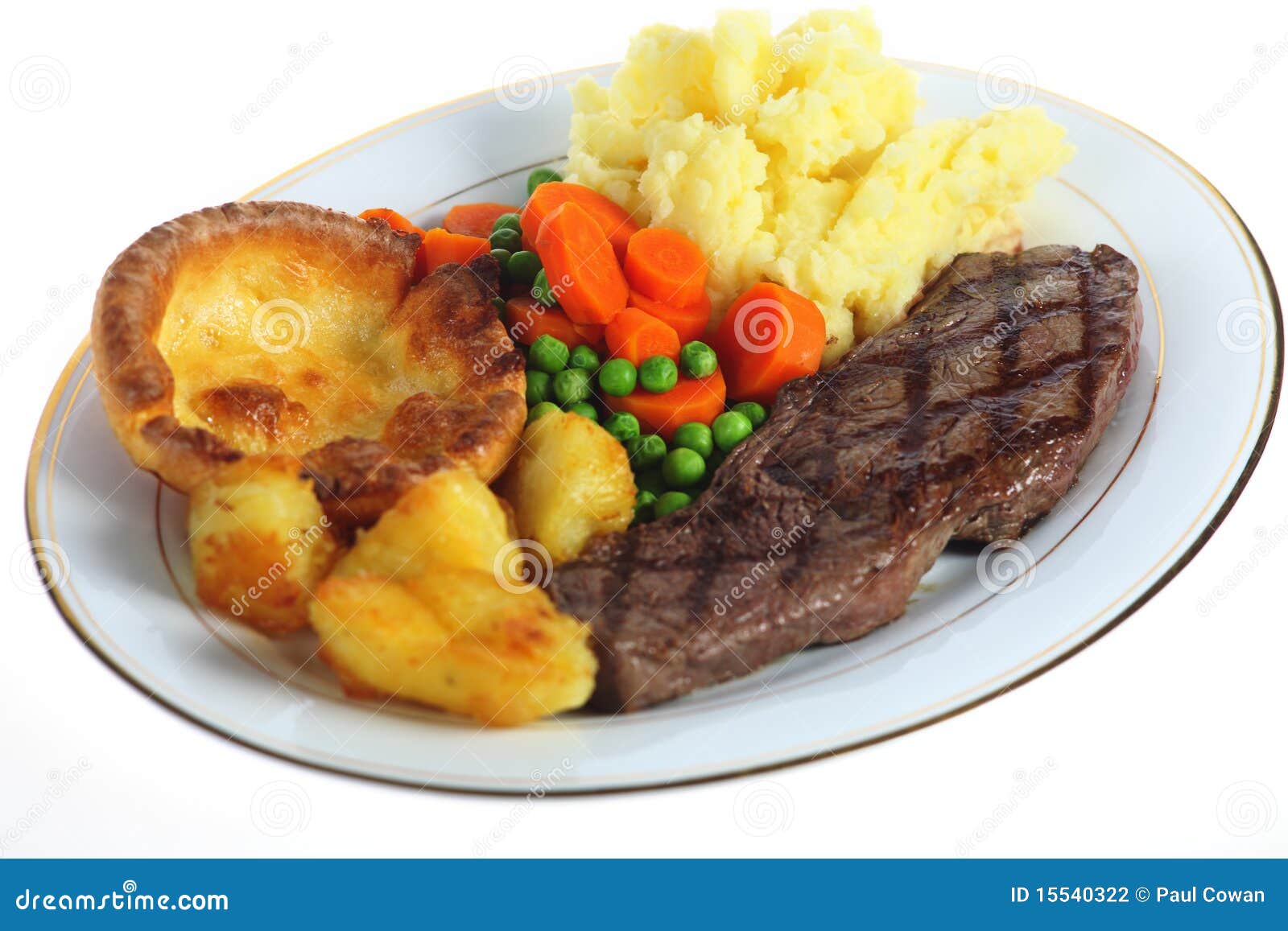 Steak dinner isolated stock photo. Image of rump, plate - 15540322