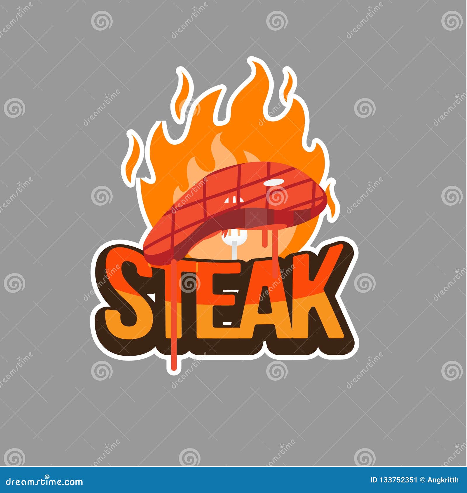 Steak with Fire Logo Concept. Vector Illustration Stock Illustration ...