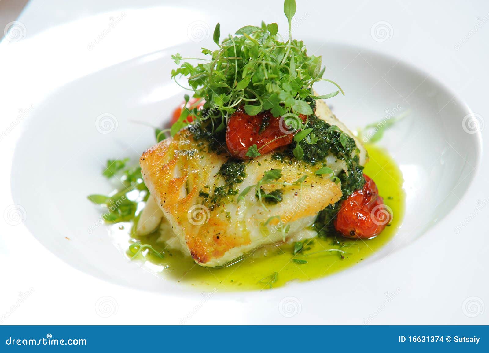 Steak fish stock photo. Image of dining, food, basil - 16631374