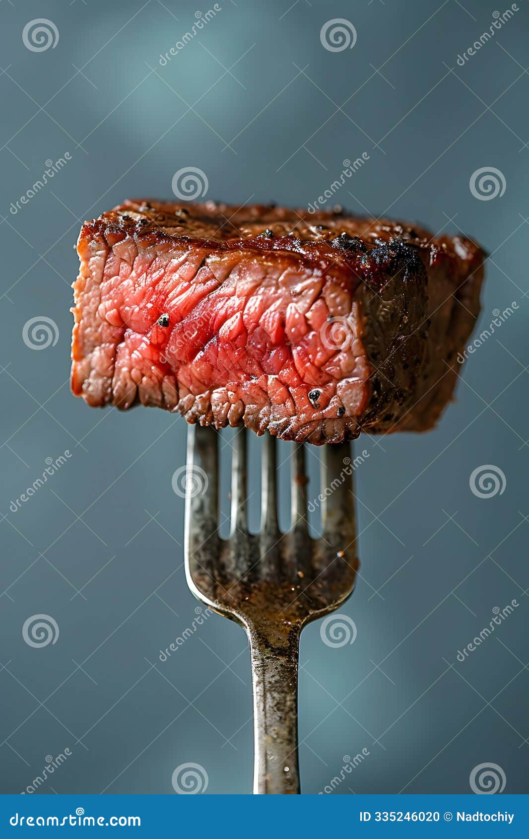 Steak on Fork a Culinary Delight and Stylish Presentation Stock Photo ...