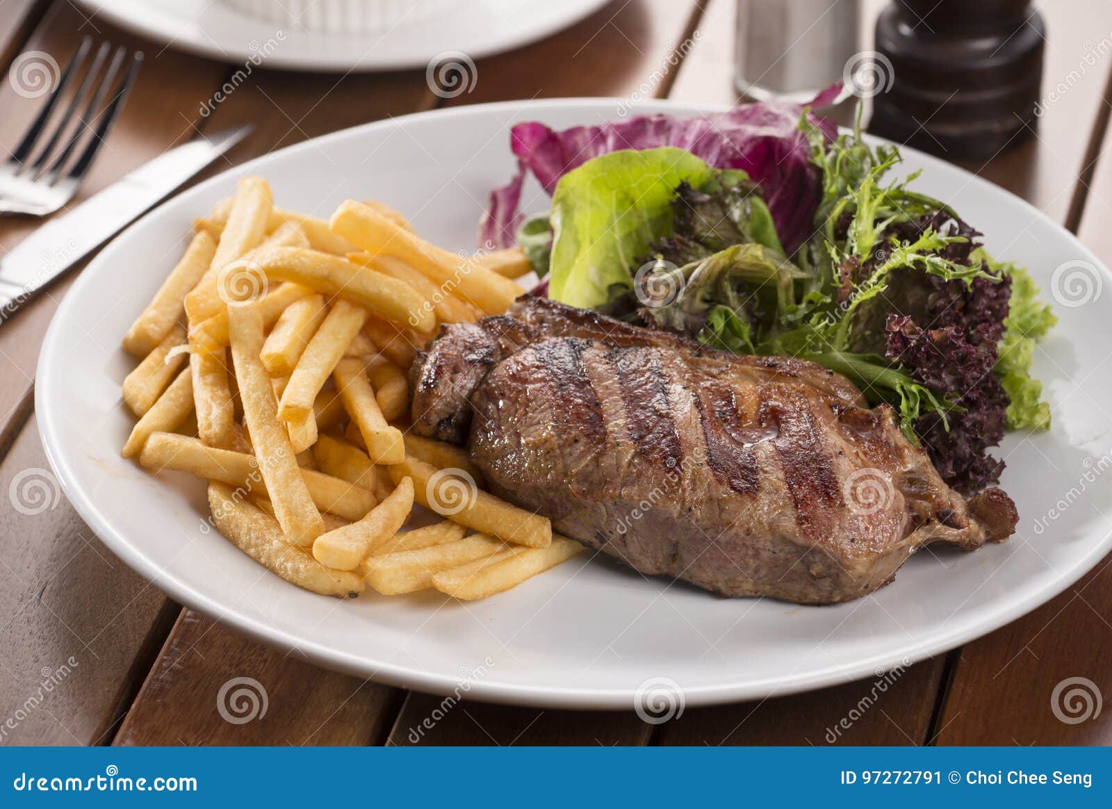 Steak with french fries stock image. Image of french - 97272791