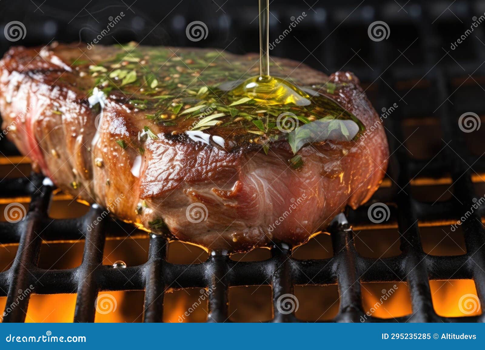 Steak on a Grill with Oil Dripping Off the Edge Stock Image - Image of ...