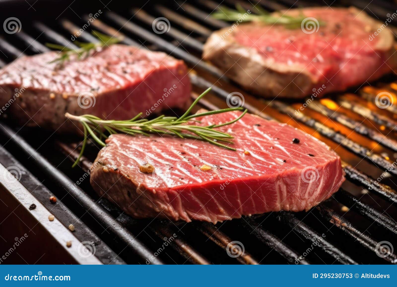 Steak Halves Display Grill Marks on a Steel Plate Stock Image - Image ...