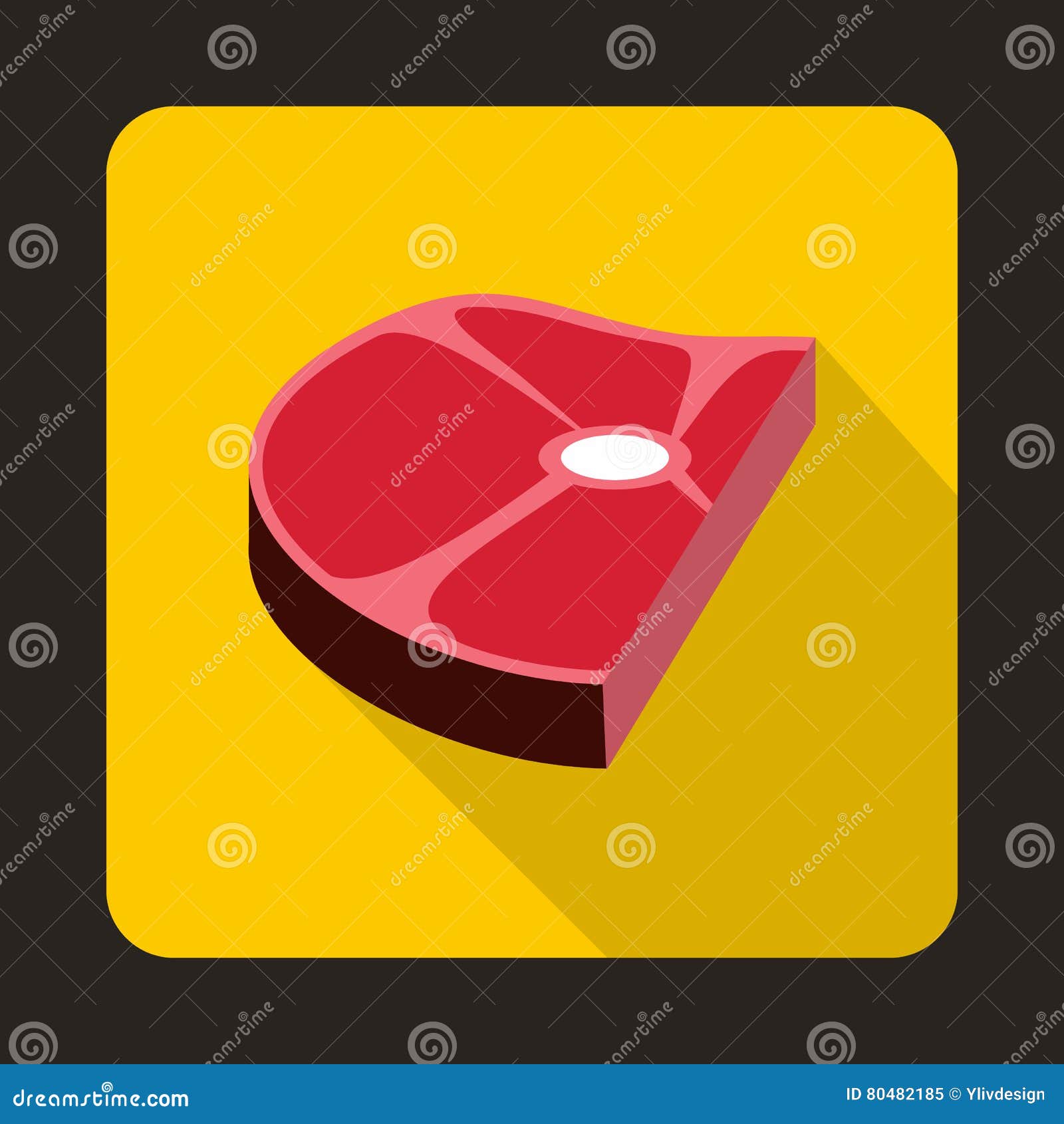 Steak Icon, Flat style stock vector. Illustration of plate - 80482185