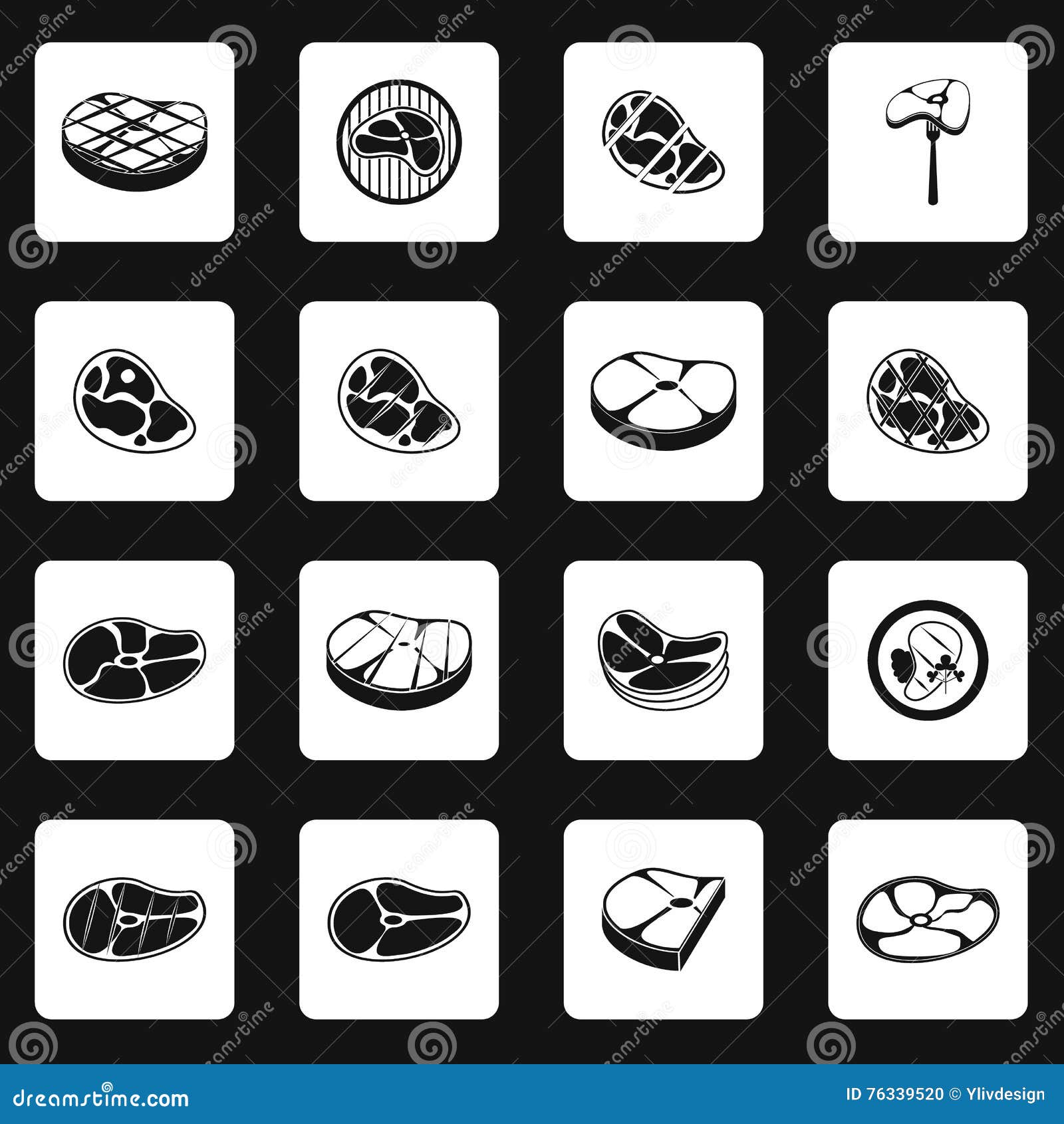 Steak Icons Set, Simple Style Stock Vector - Illustration of icons ...