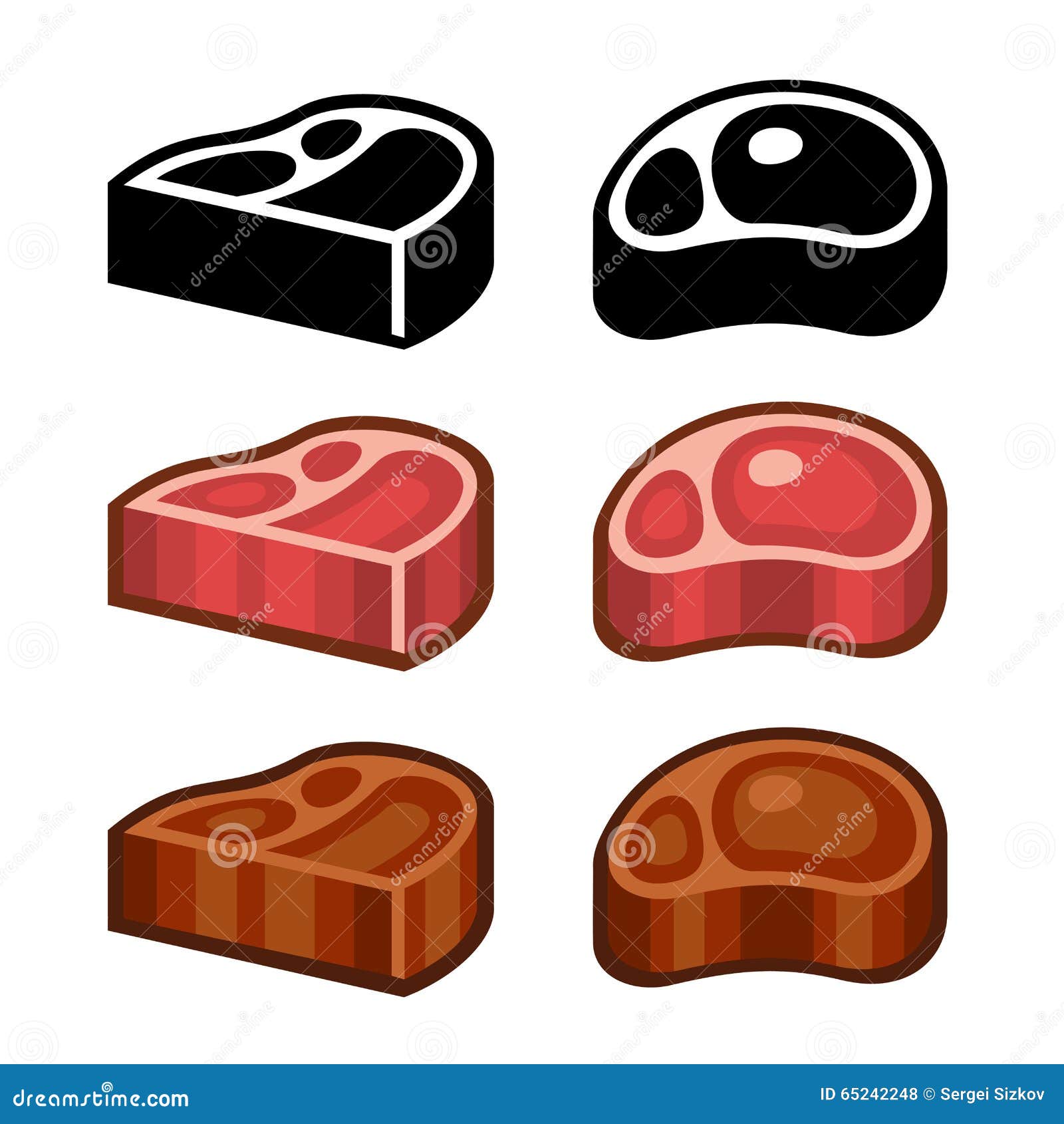 Steak Icons Set. Vector stock vector. Illustration of reflection - 65242248