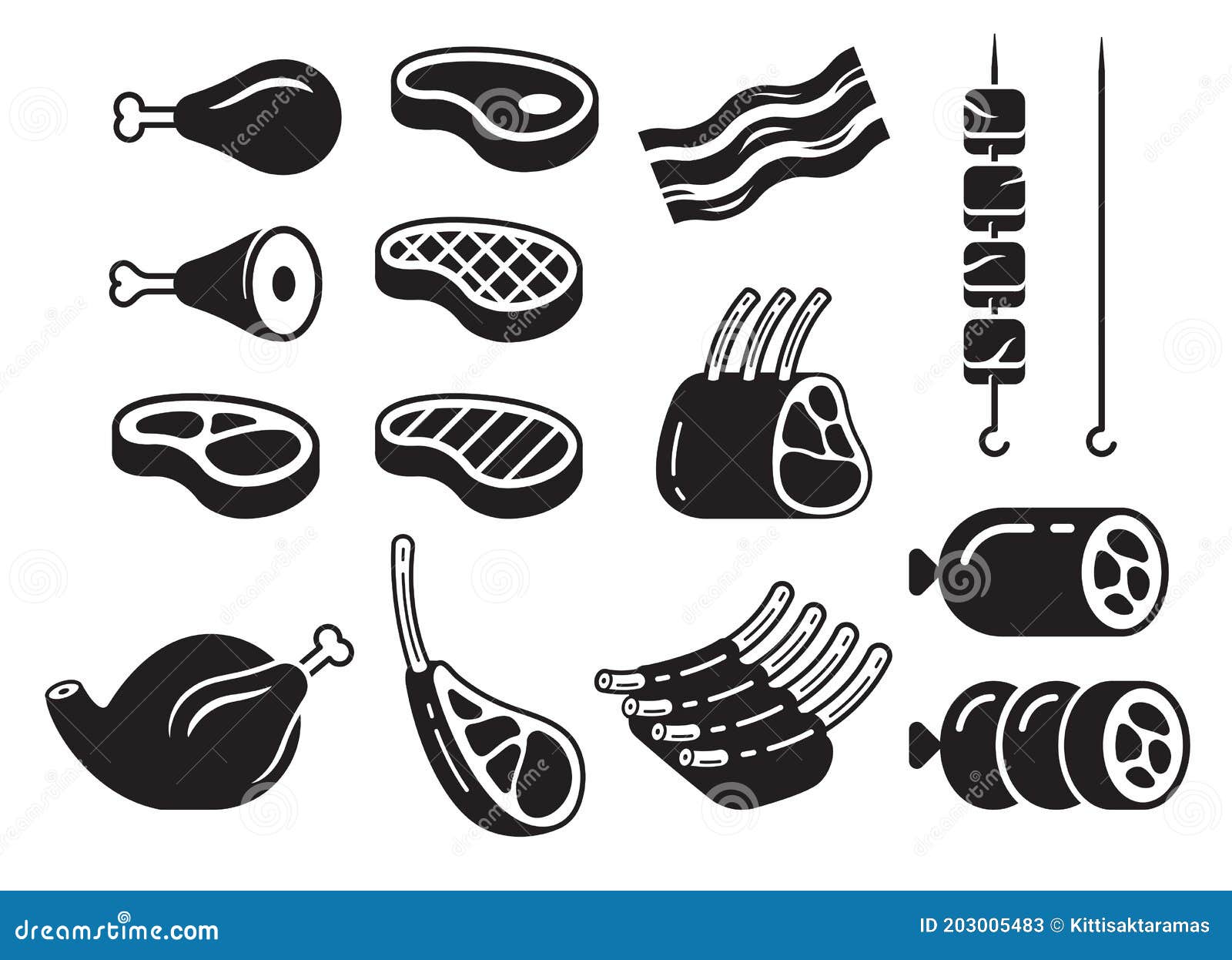 Steak Icons Set. Degrees Of Steak Doneness Vector Illustration ...