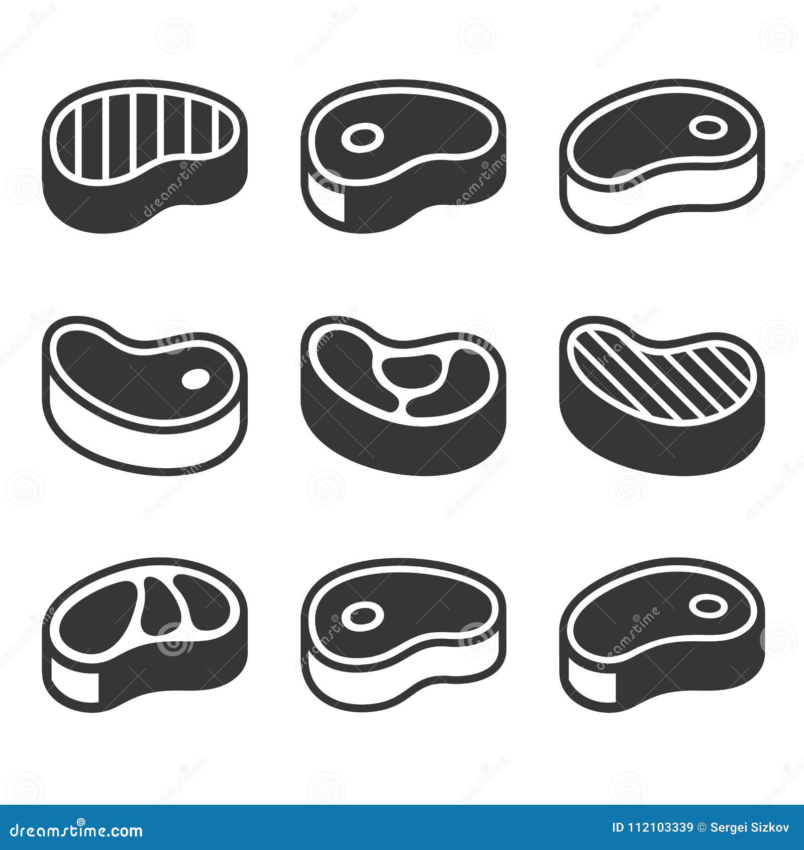 Steak Icons Set. Vector stock vector. Illustration of meat - 112103339