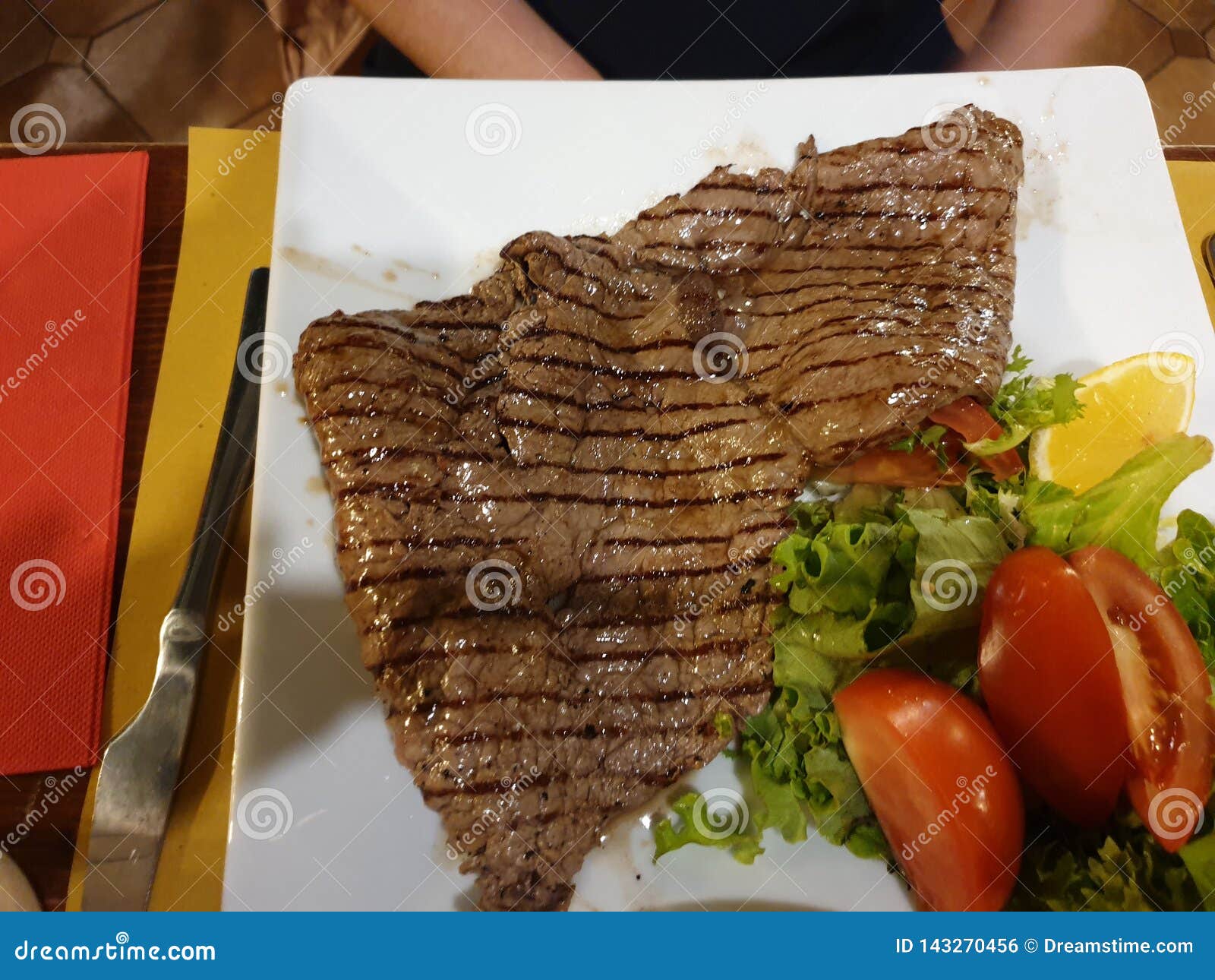 Steak stock photo. Image of food, steak, plated, large - 143270456