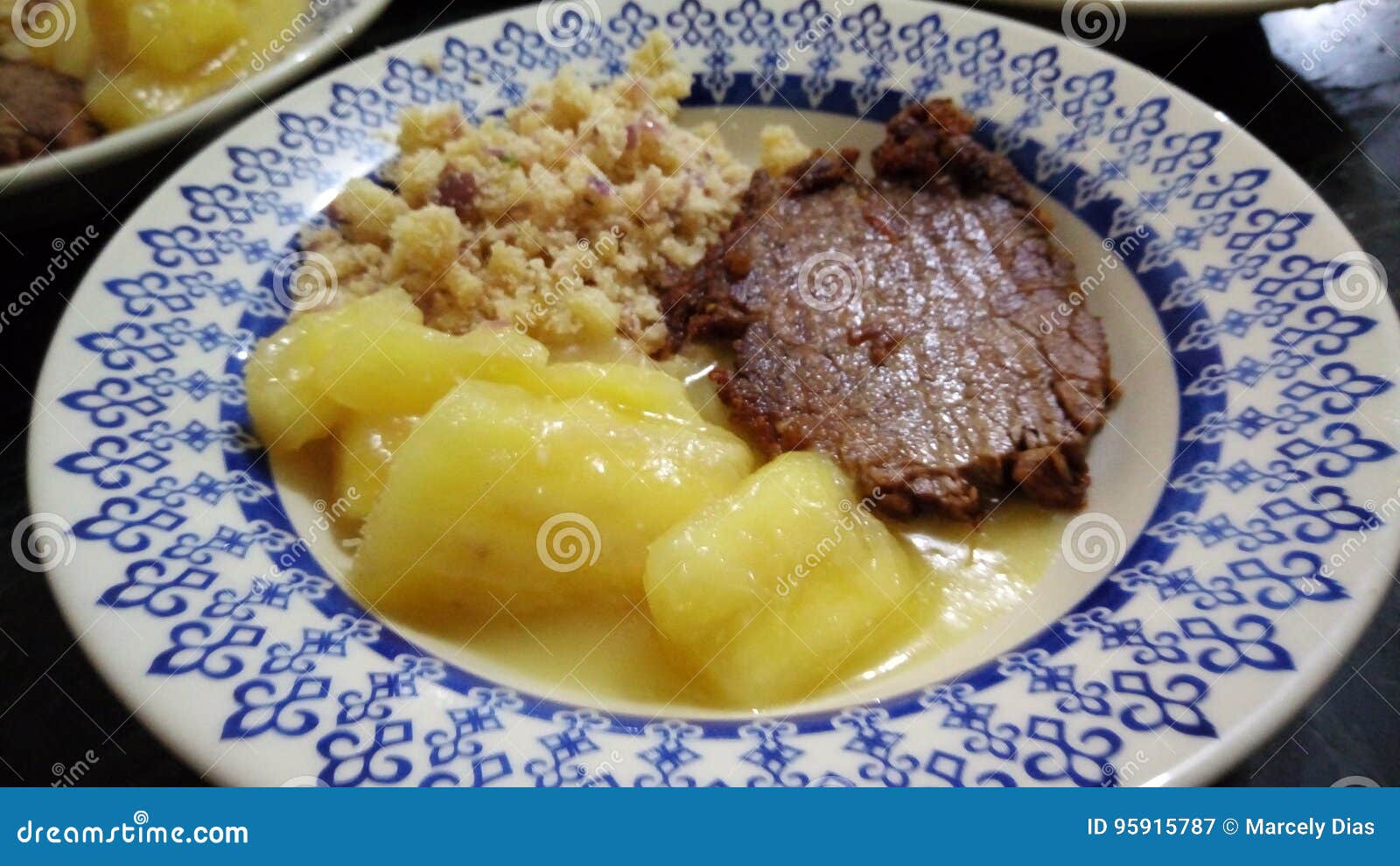 Steak and Manioc stock image. Image of earth, steak, butter - 95915787