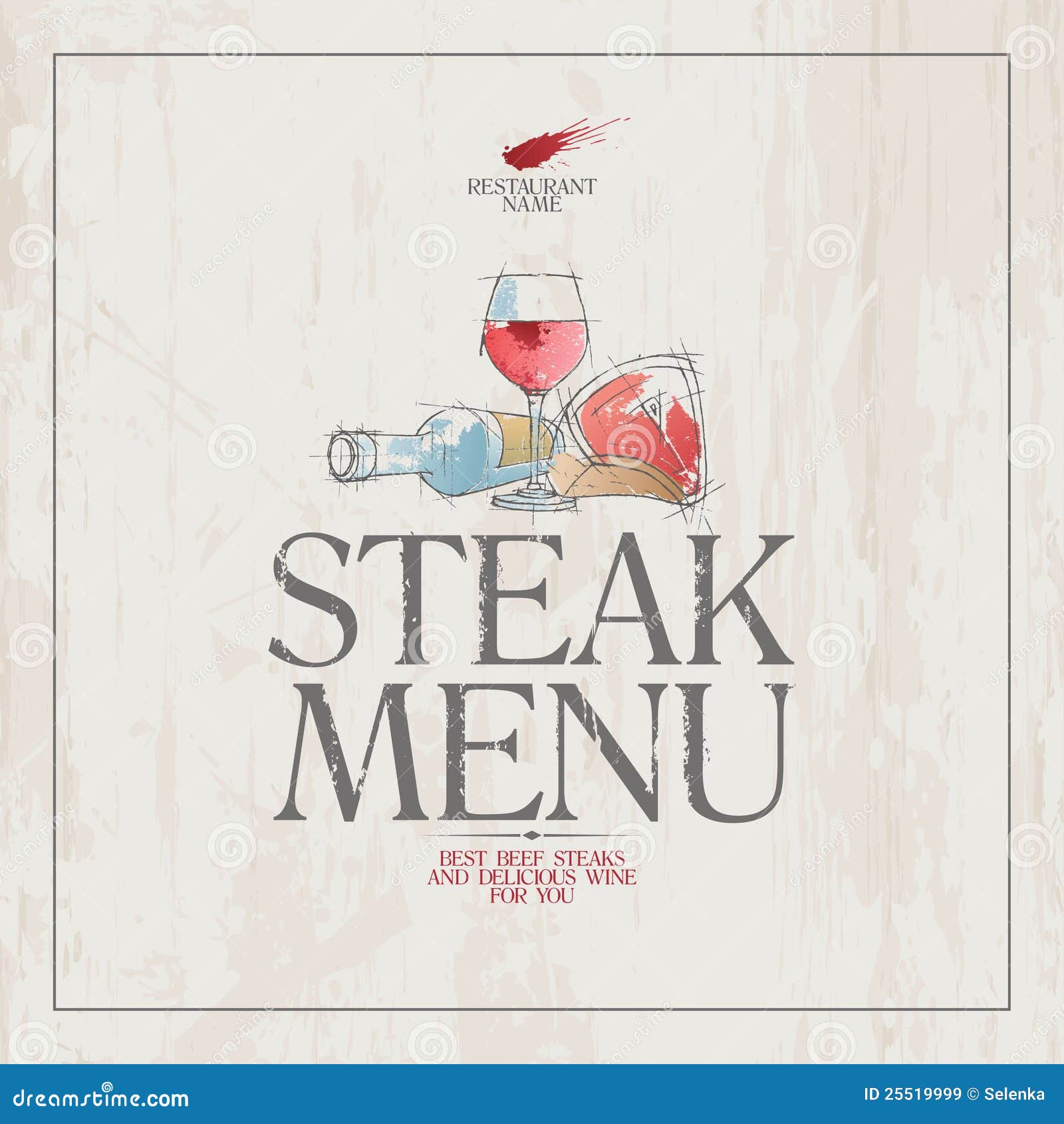 Steak menu. stock vector. Illustration of beverage, grill - 25519999