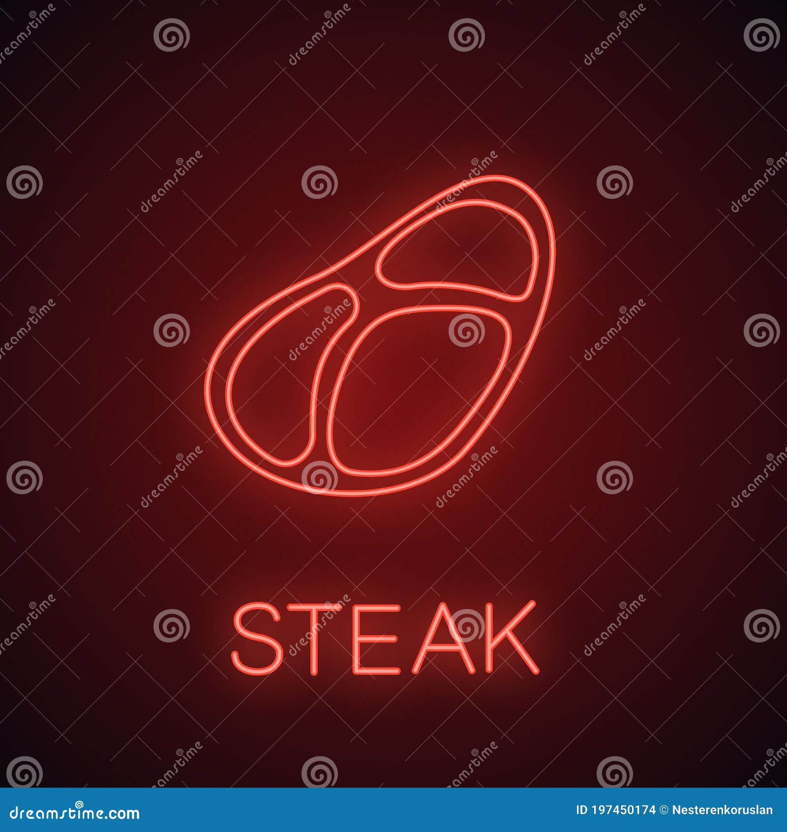 Steak neon light icon stock vector. Illustration of color - 197450174