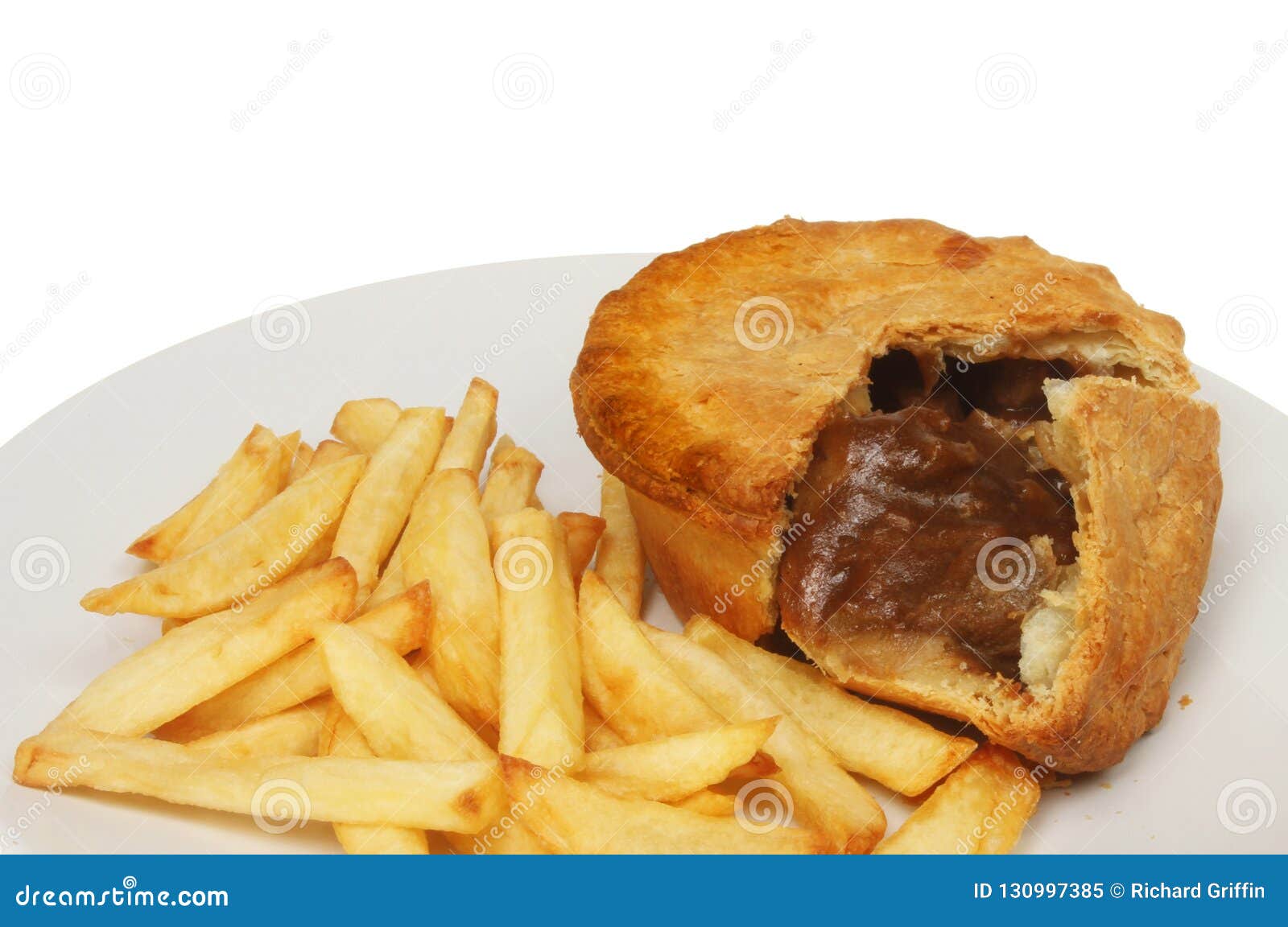 Steak pie and chips stock image. Image of cooked, meal - 130997385