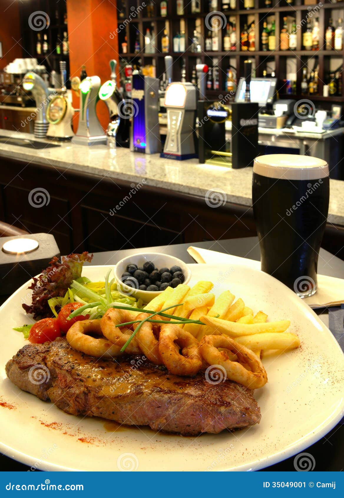 Steak and a Pint of Dark Beer Stock Image - Image of stout, steak: 35049001