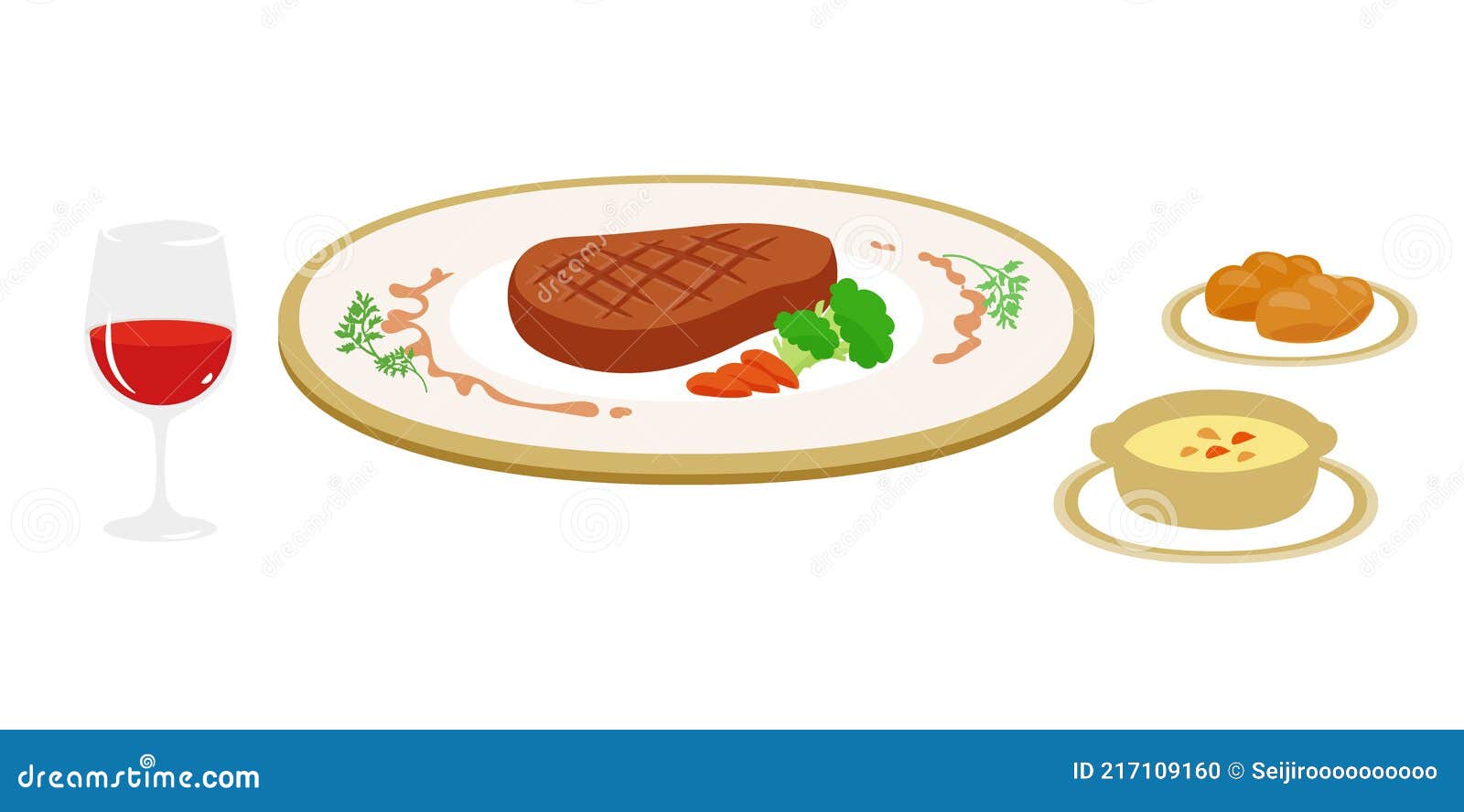 Steak plate stock vector. Illustration of meat, object - 217109160