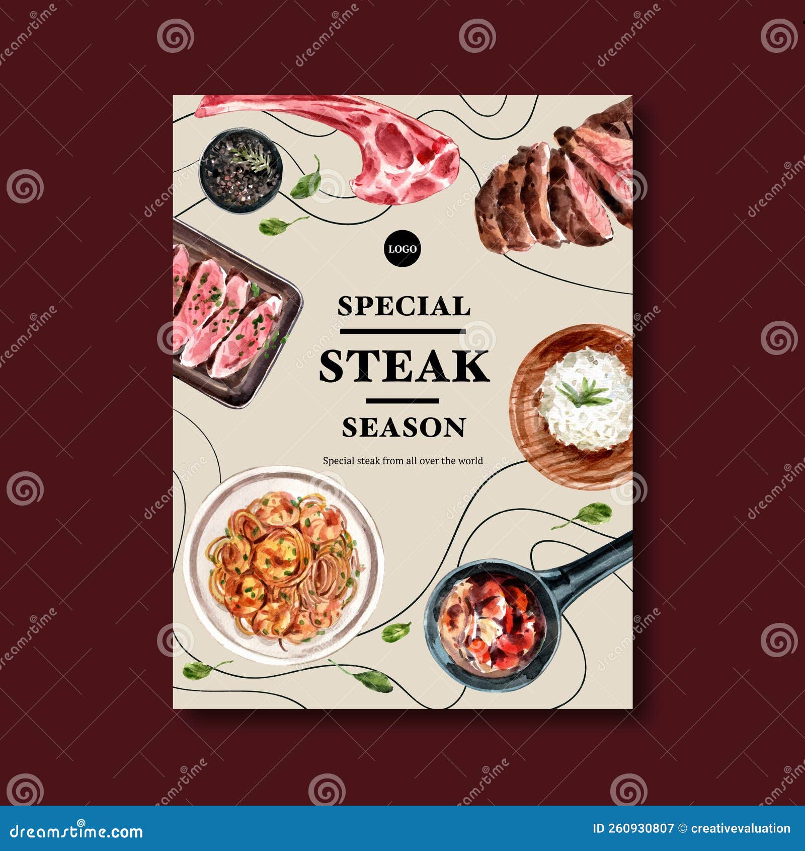 Steak Poster Template, Vector Menu For Steakhouse Or Butchery Shop ...
