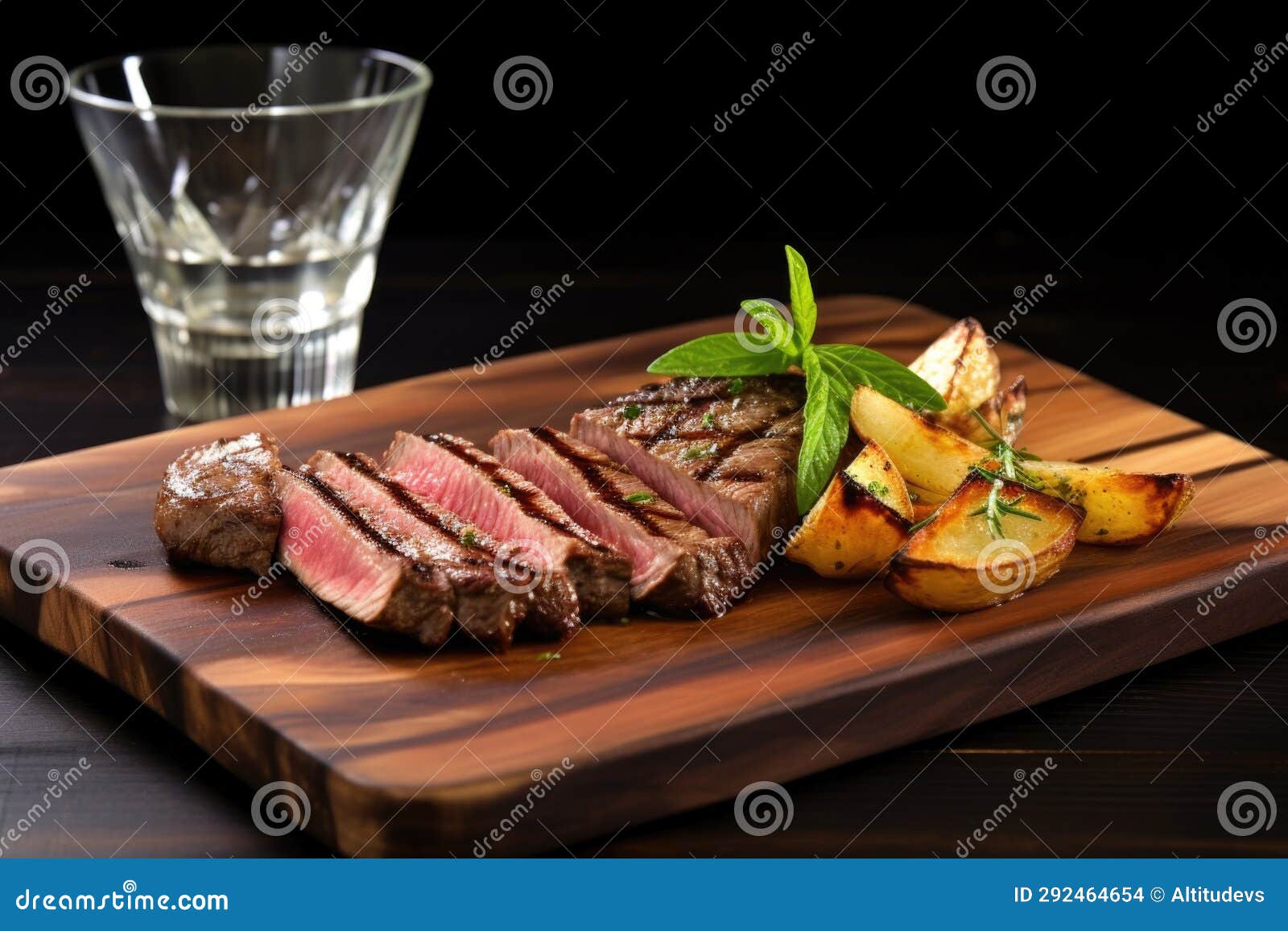 Steak with Potato Wedges on a Glass Plate Stock Photo - Image of meat ...