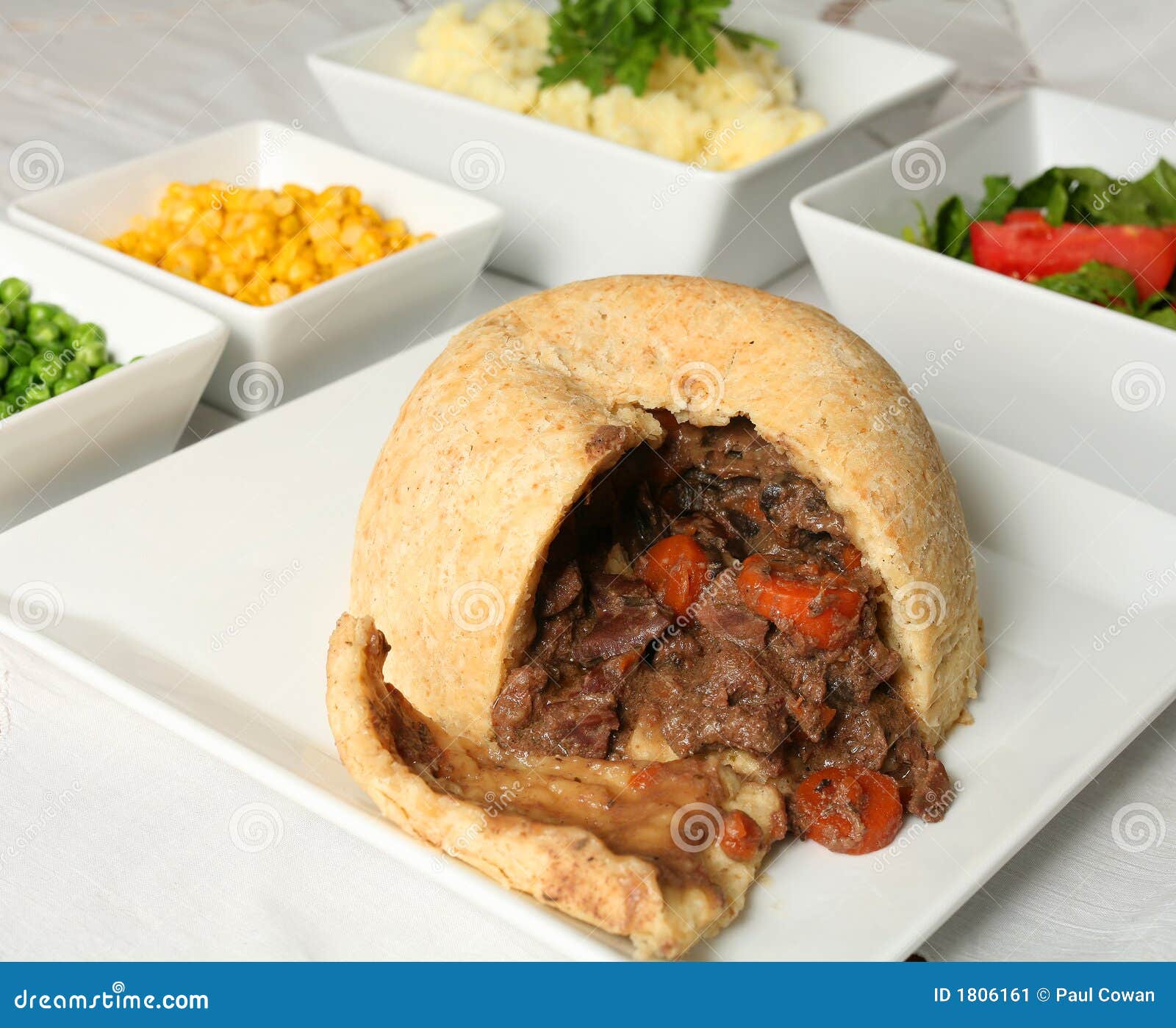 Steak pudding buffet stock image. Image of salad, suet - 1806161