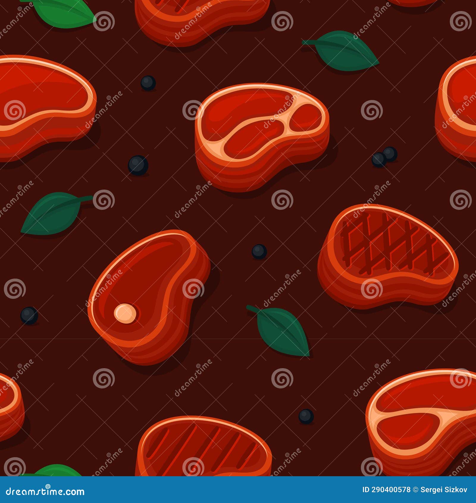 Steak Seamless Background. Beef Meat Grill Pattern Stock Vector - Illustration of steak ...