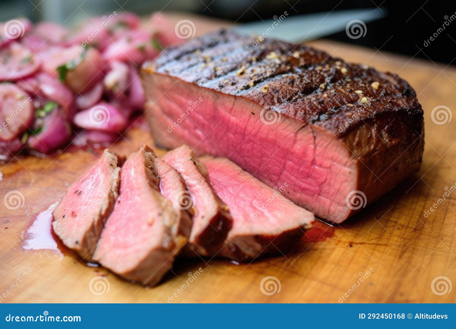 Steak Side View, Showing Rosy Interior after Slicing Stock Photo ...