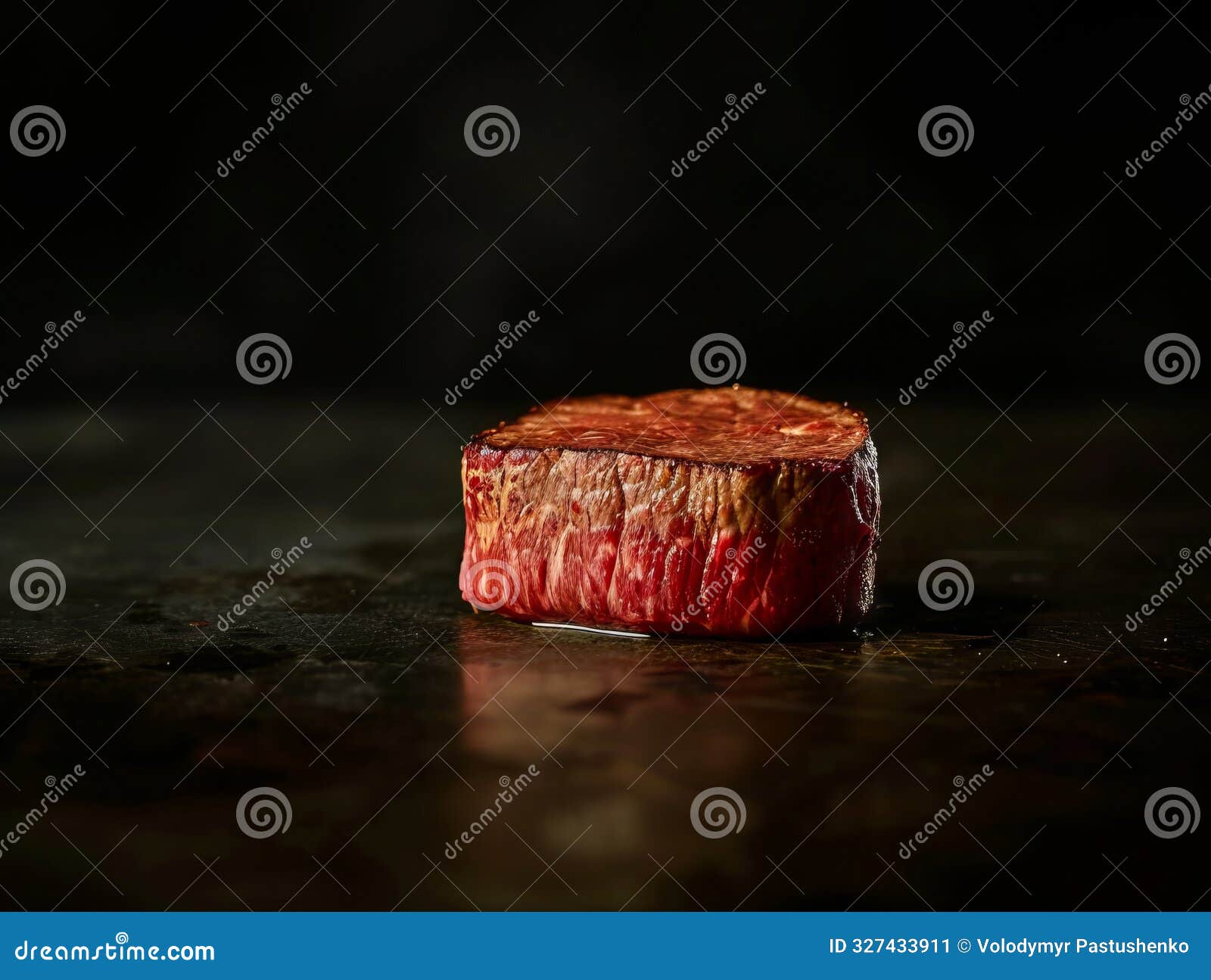 A Steak Sitting on a Black Surface Stock Image - Image of steak, beef ...