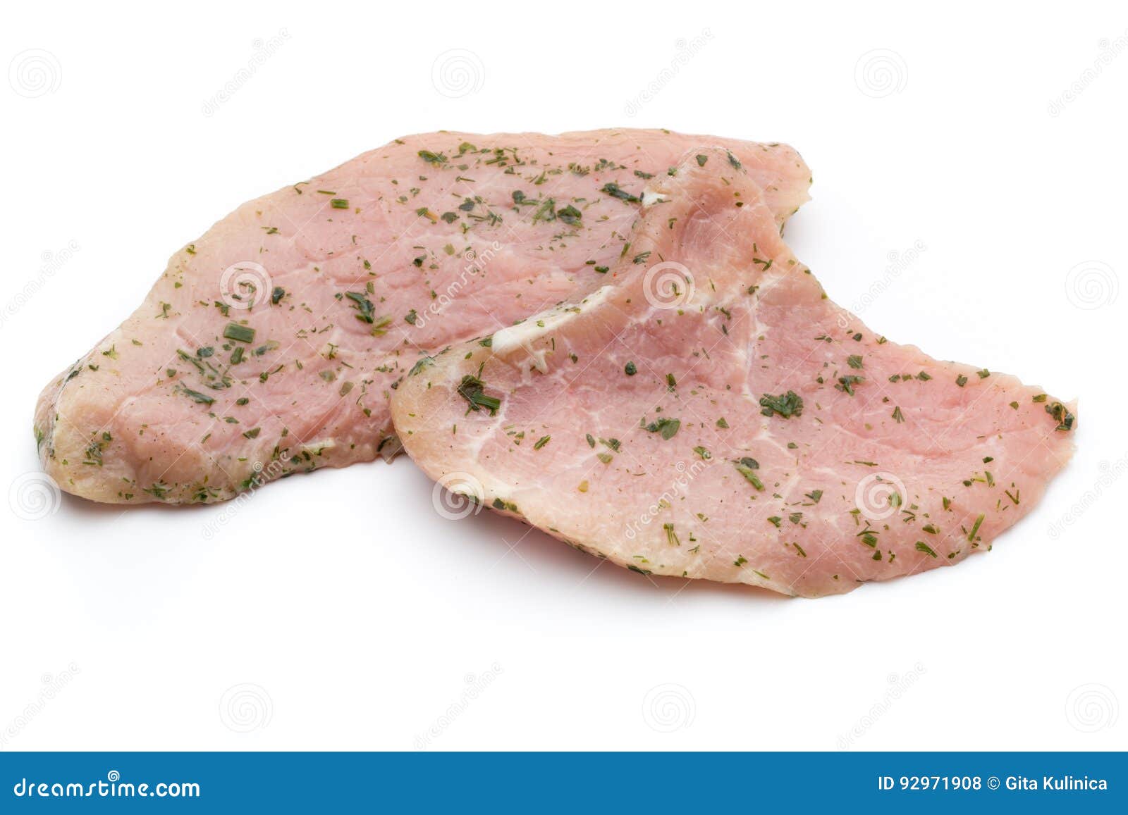 Steak with Spices Isolated on White Background. Stock Photo - Image of ...