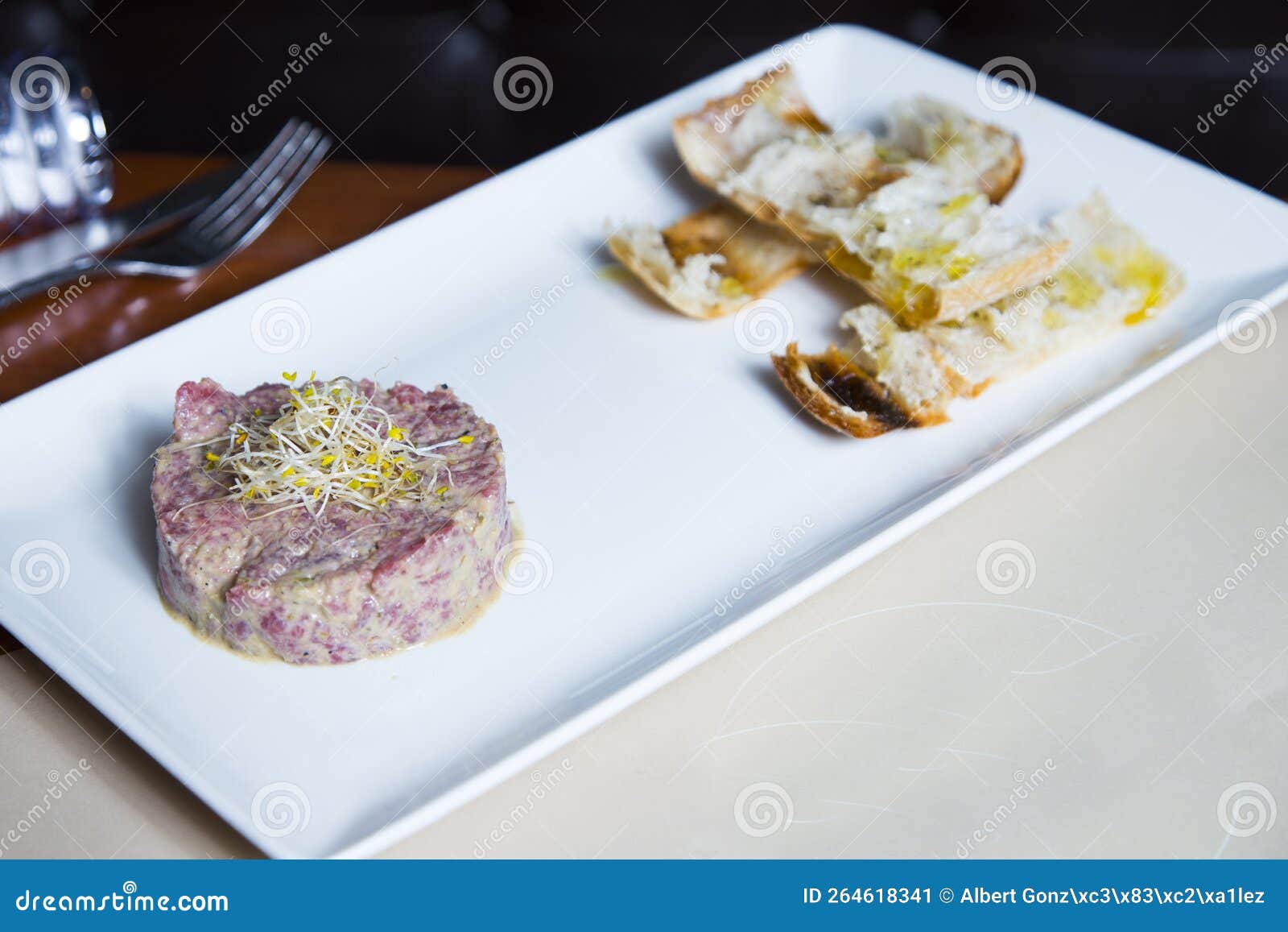 Steak Tartar with egg. stock image. Image of dinner - 264618341