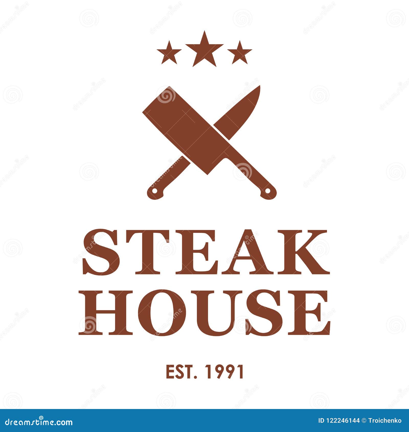 Steakhouse Emblem With Crossed Knives. Steak House Or Meat Store Logo ... Steakhouse Emblem With Crossed Knives. Steak House Or Meat Store Logo ...