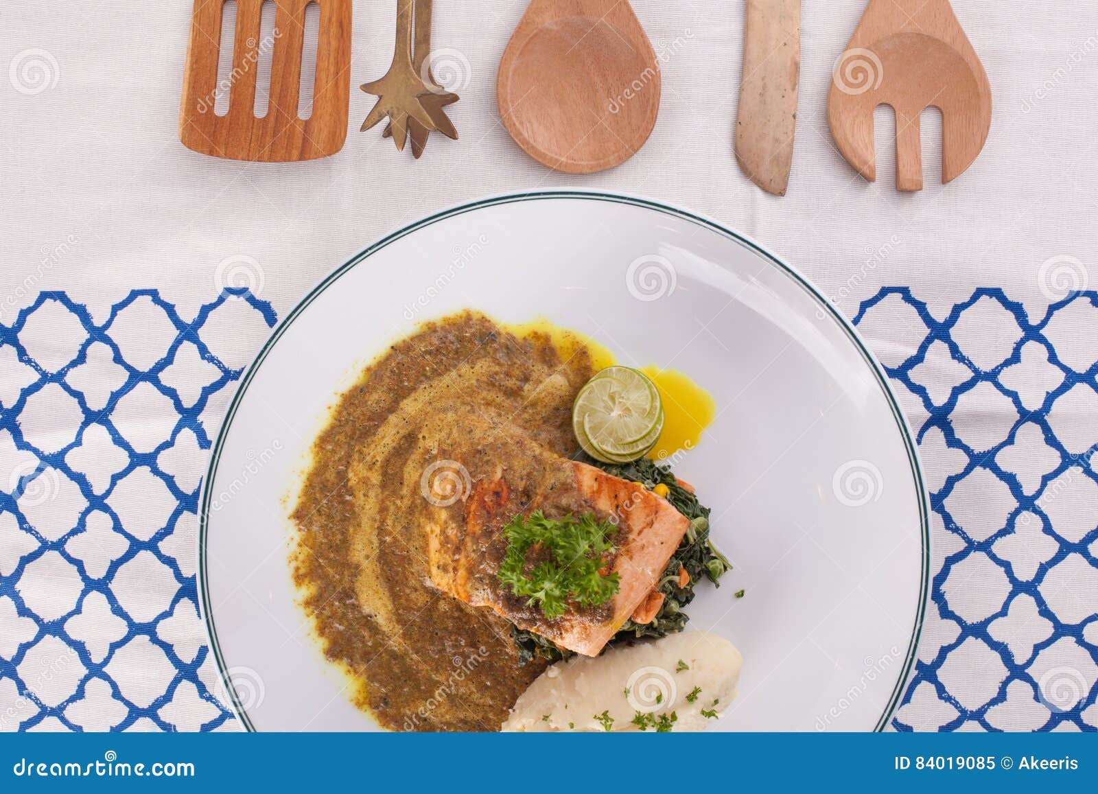 Steaks decor stock image. Image of grill, cooked, green - 84019085