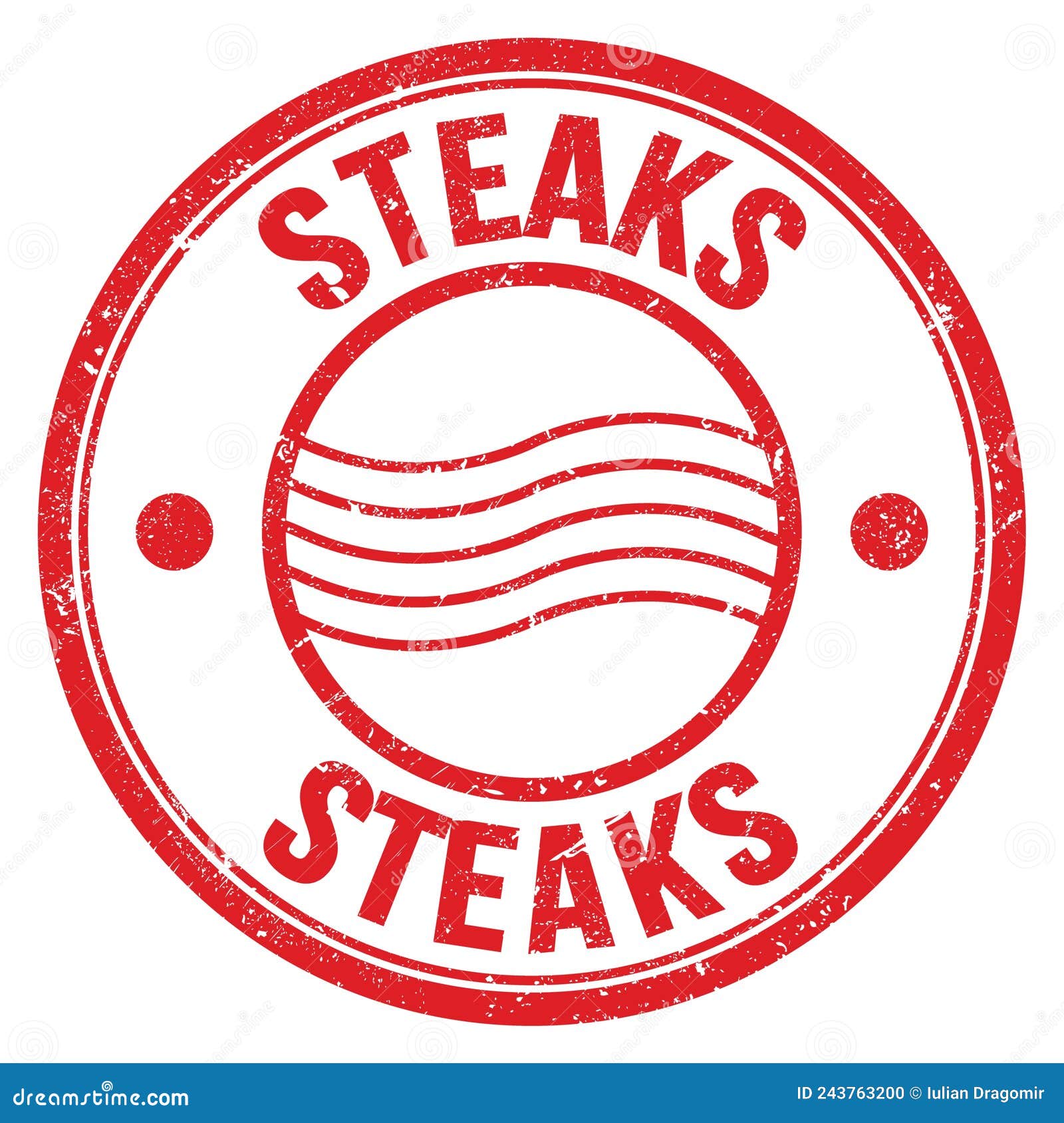 STEAKS Text Written on Red Round Postal Stamp Sign Stock Illustration ...