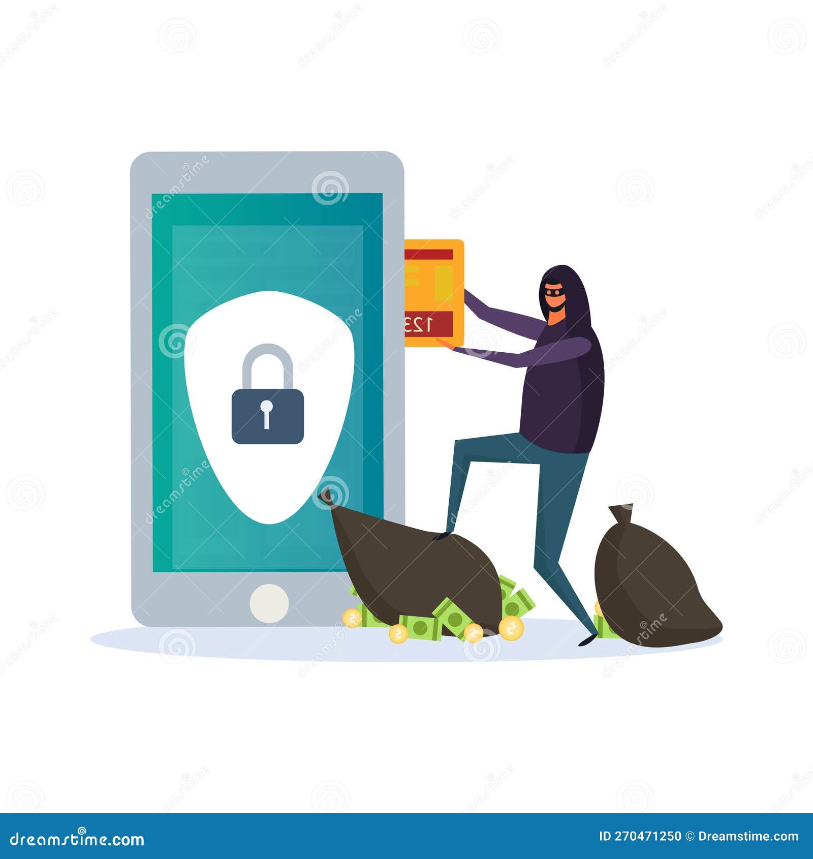 Stealing Cyber Money Composition Stock Vector - Illustration of system ...