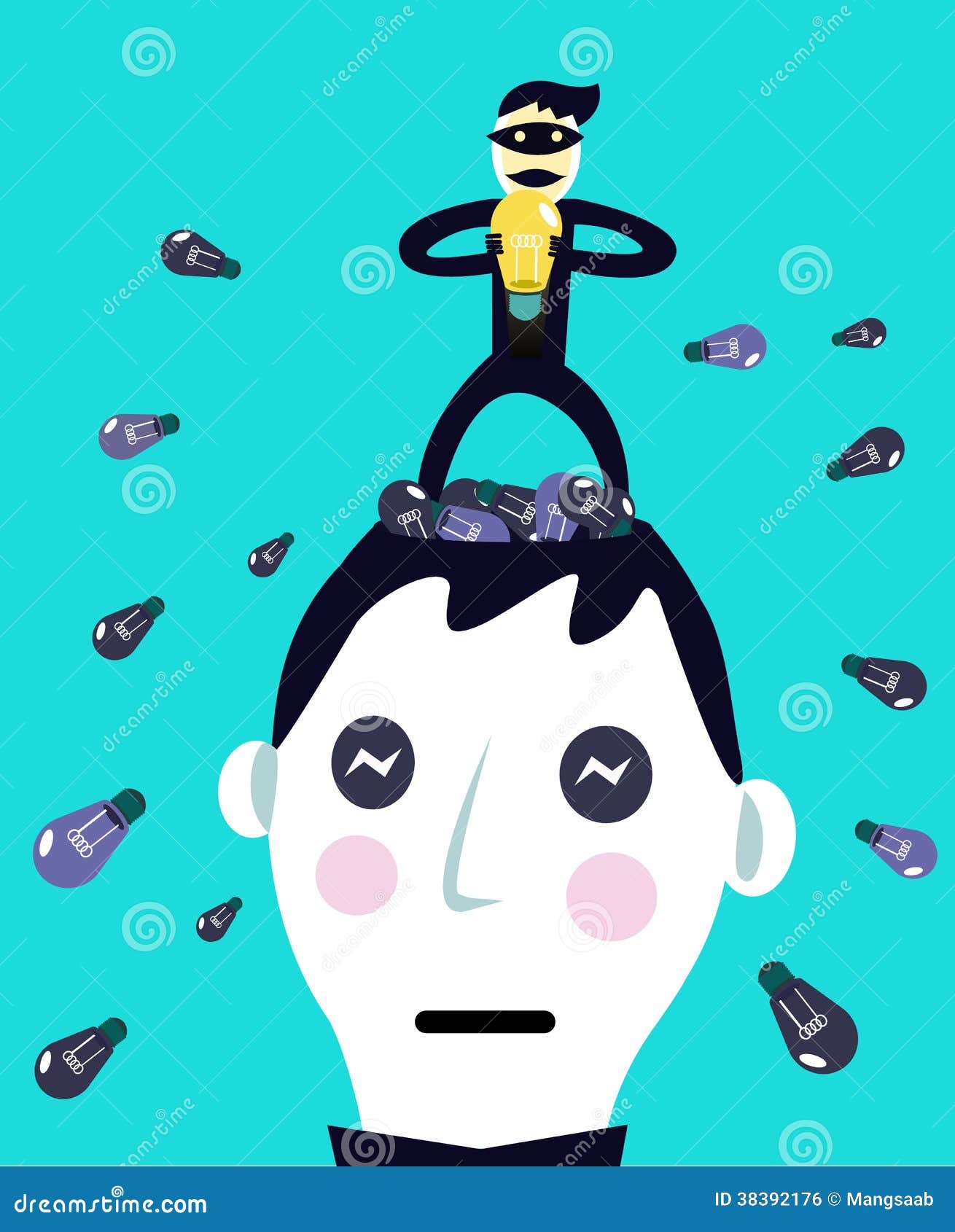 Stealing Idea from Businessman. Stock Vector - Illustration of head ...