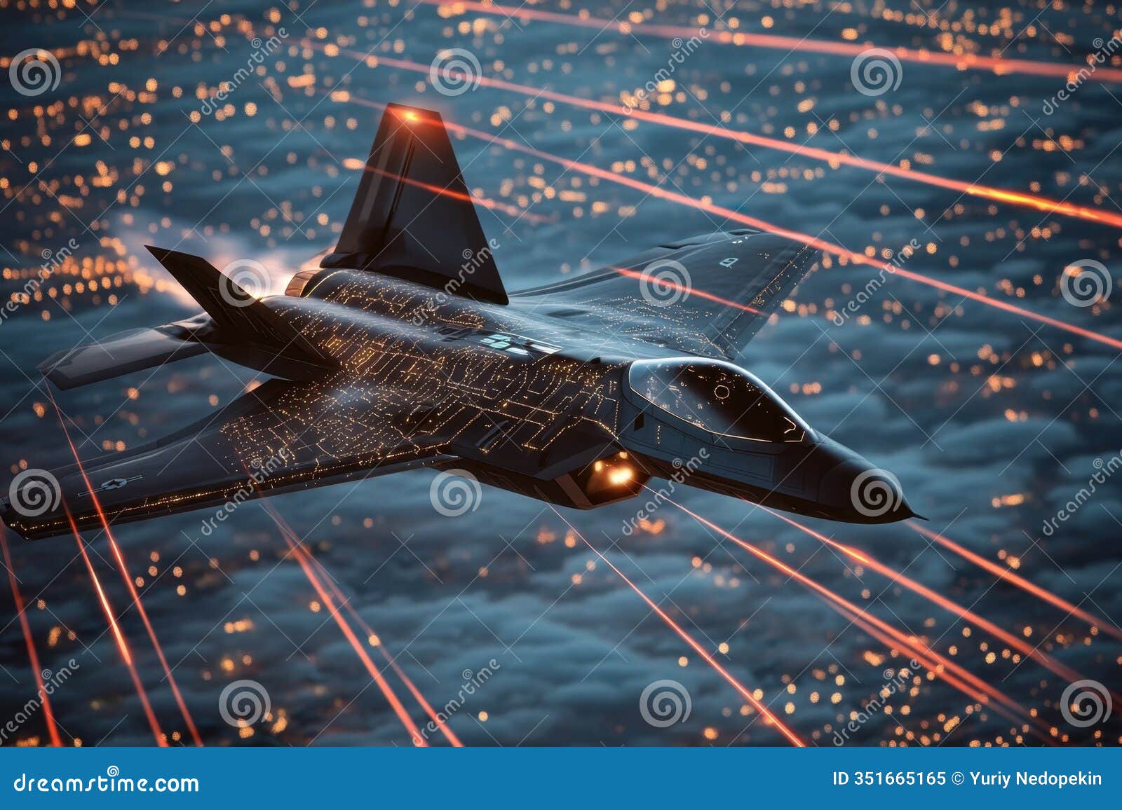 Stealth Fighter Jet Flying through Clouds while Engaging in Aerial ...