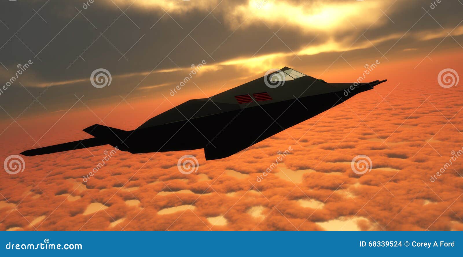 Stealth Fighter Jet Side View Stock Photo - Image of afterburner, twin ...