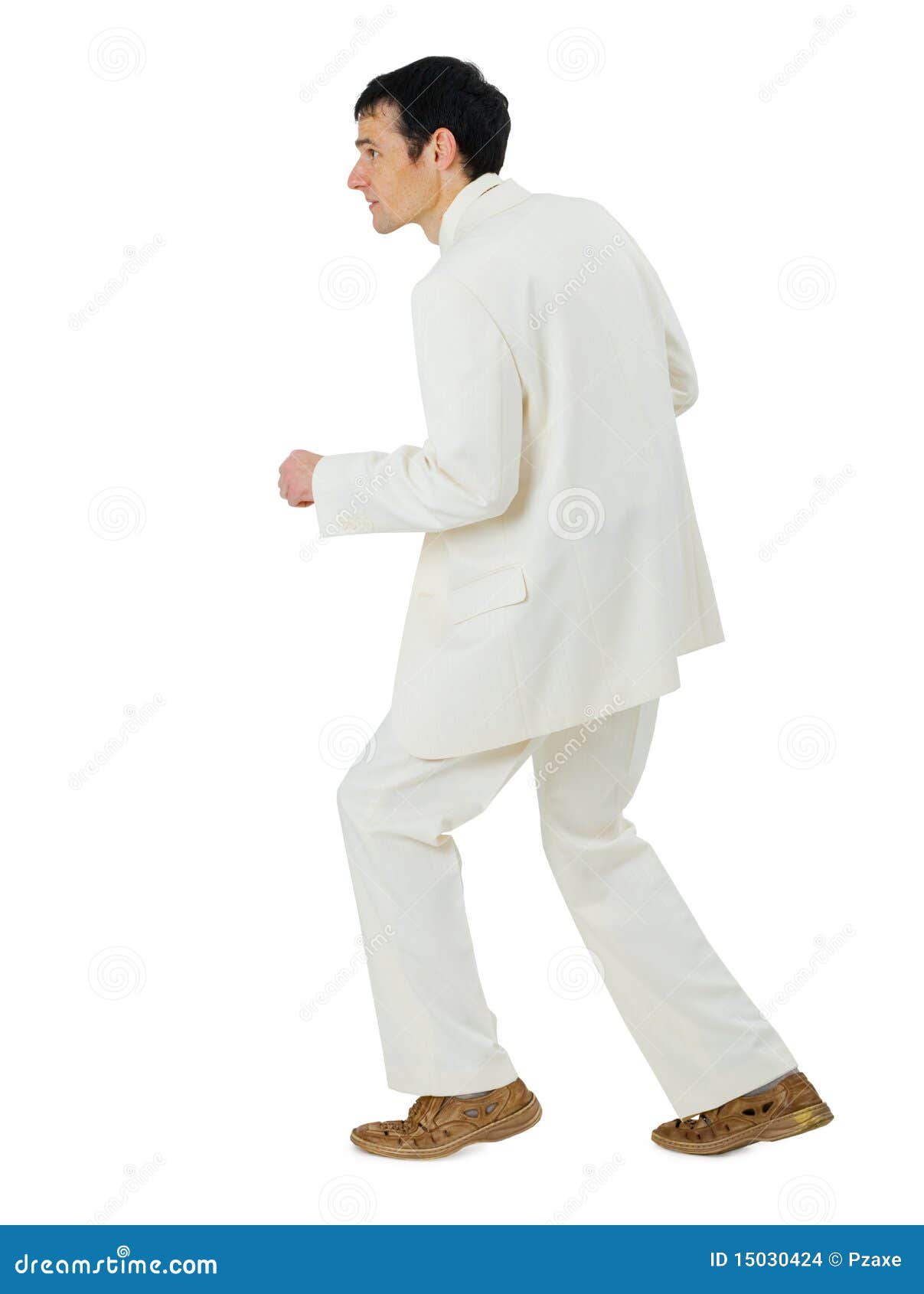 Stealthily Man Isolated on White Background Stock Photo - Image of ...