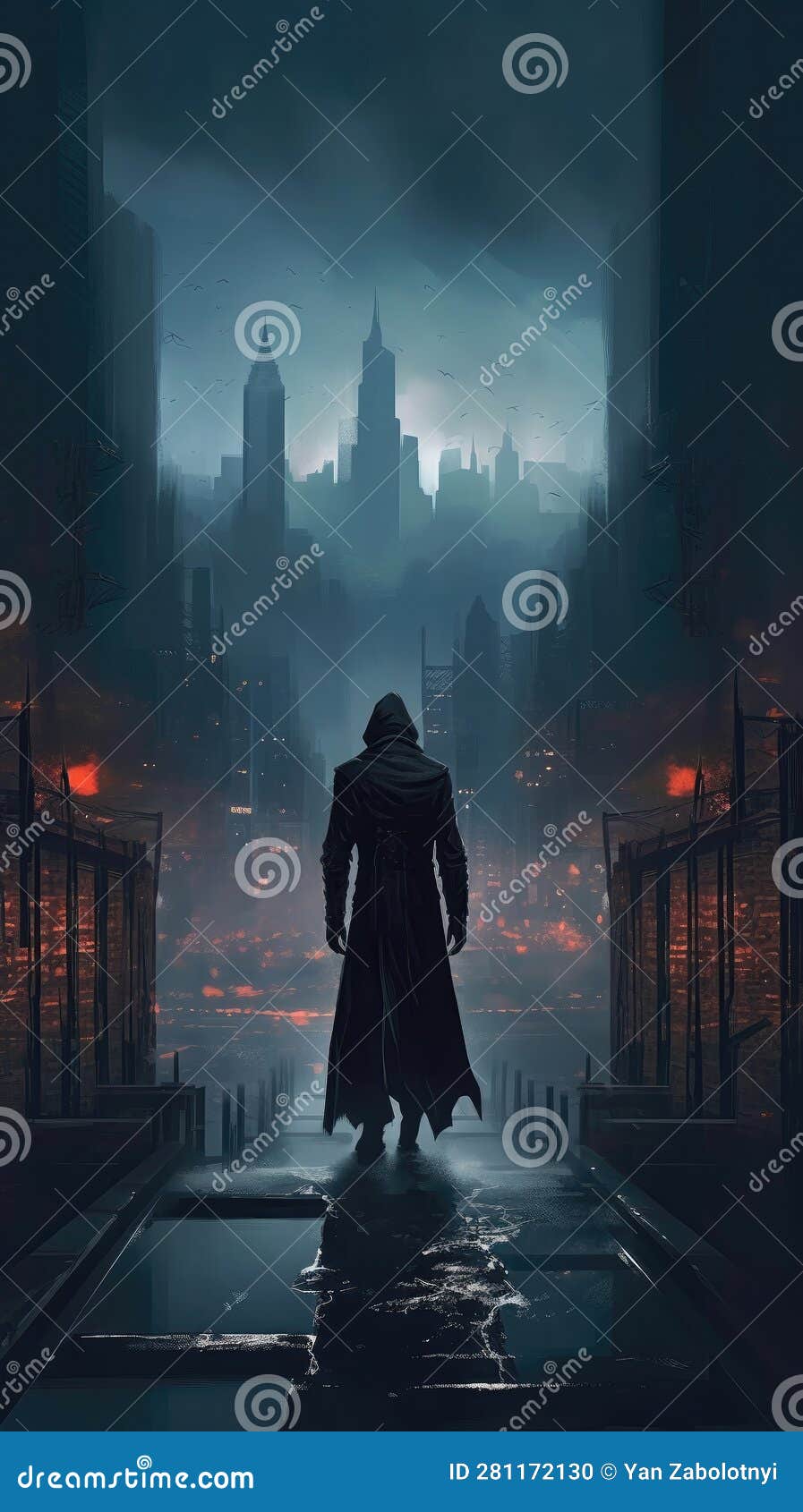 The Stealthy Assassin is Shown Out in Front of a Dimly Lit Cityscape ...