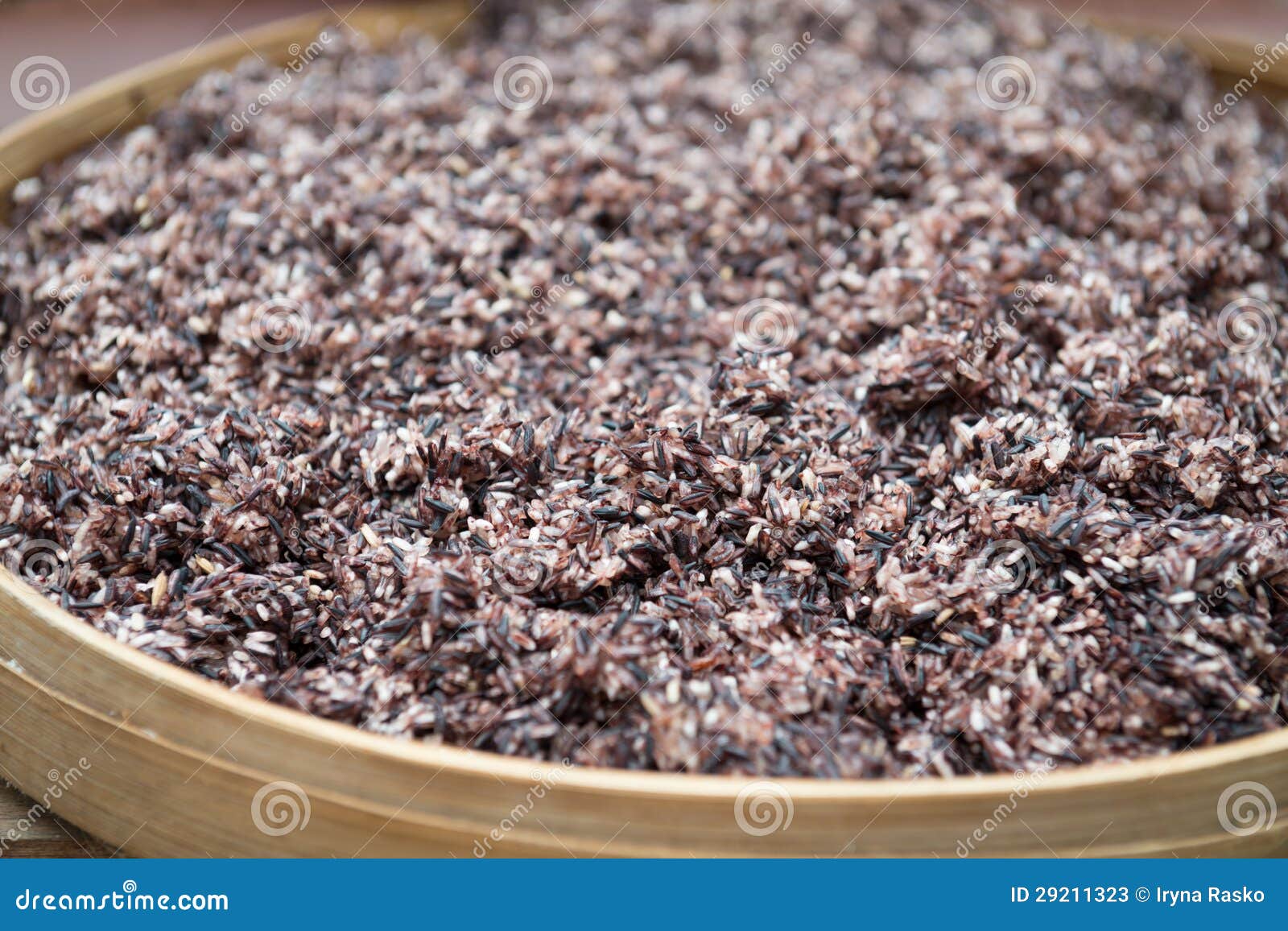 Steam Black Rice in Big Wooden Plate Stock Image - Image of fresh ...