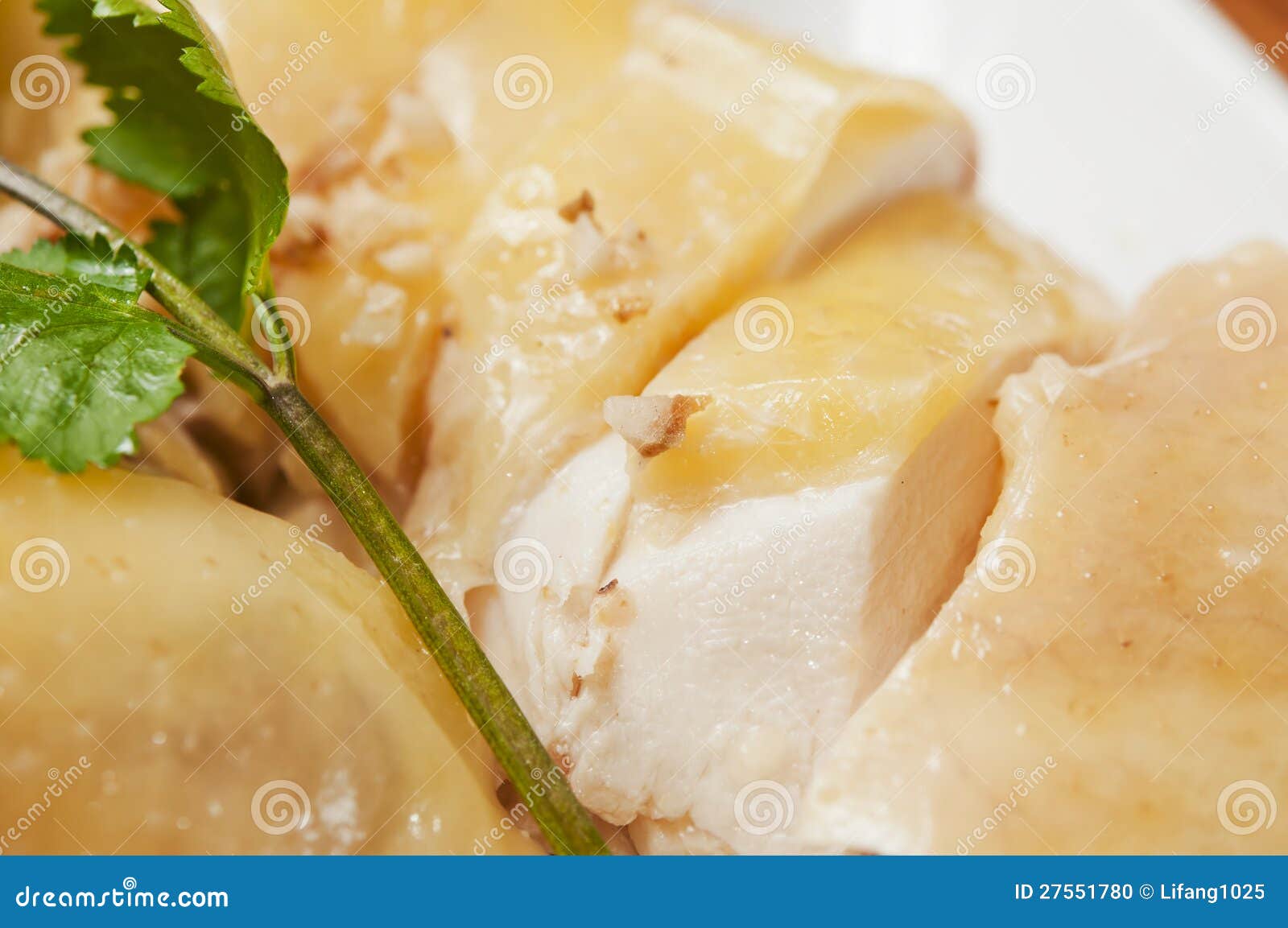 Steam Chicken With Rice Or Hainanese Chicken Rice. Close Up Shot Stock ...