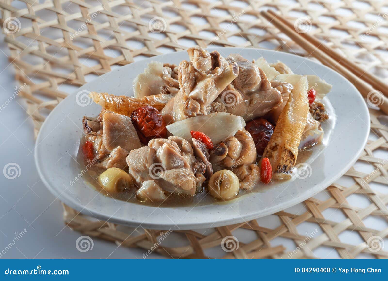 Steam Chicken with Chinese Herbs Stock Photo - Image of meat, herbs ...