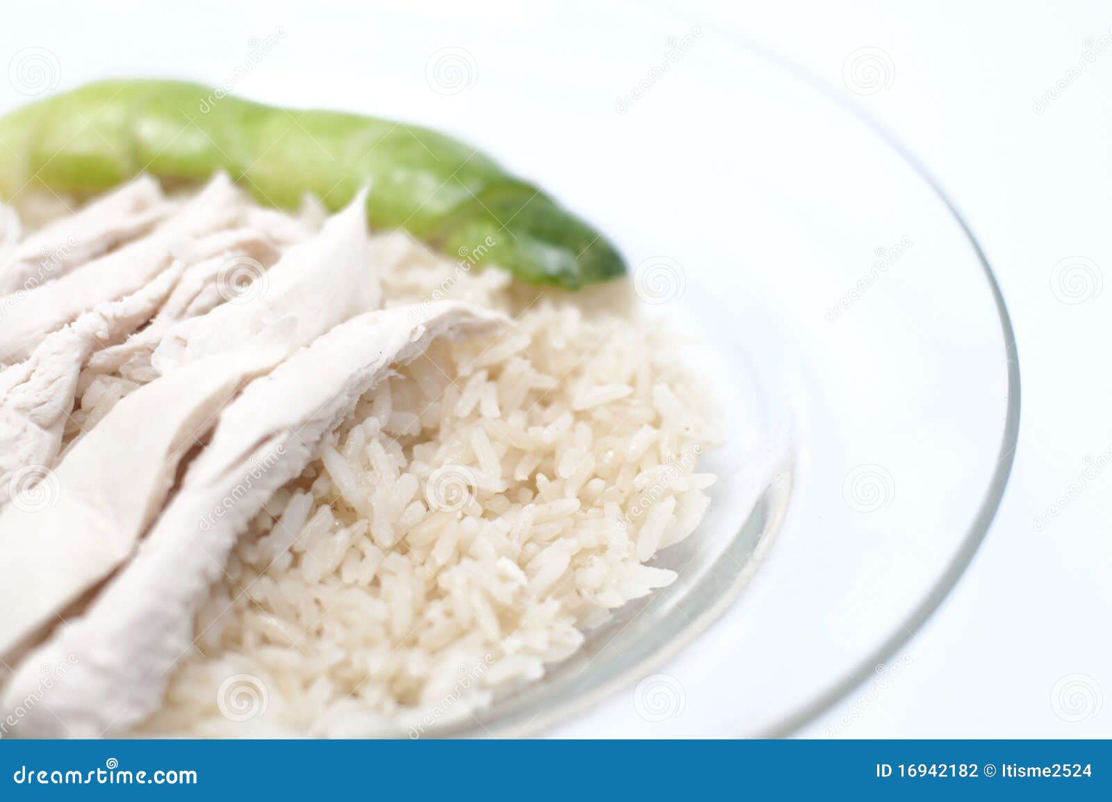 Steam Chicken With Rice Or Hainanese Chicken Rice. Close Up Shot Stock ...