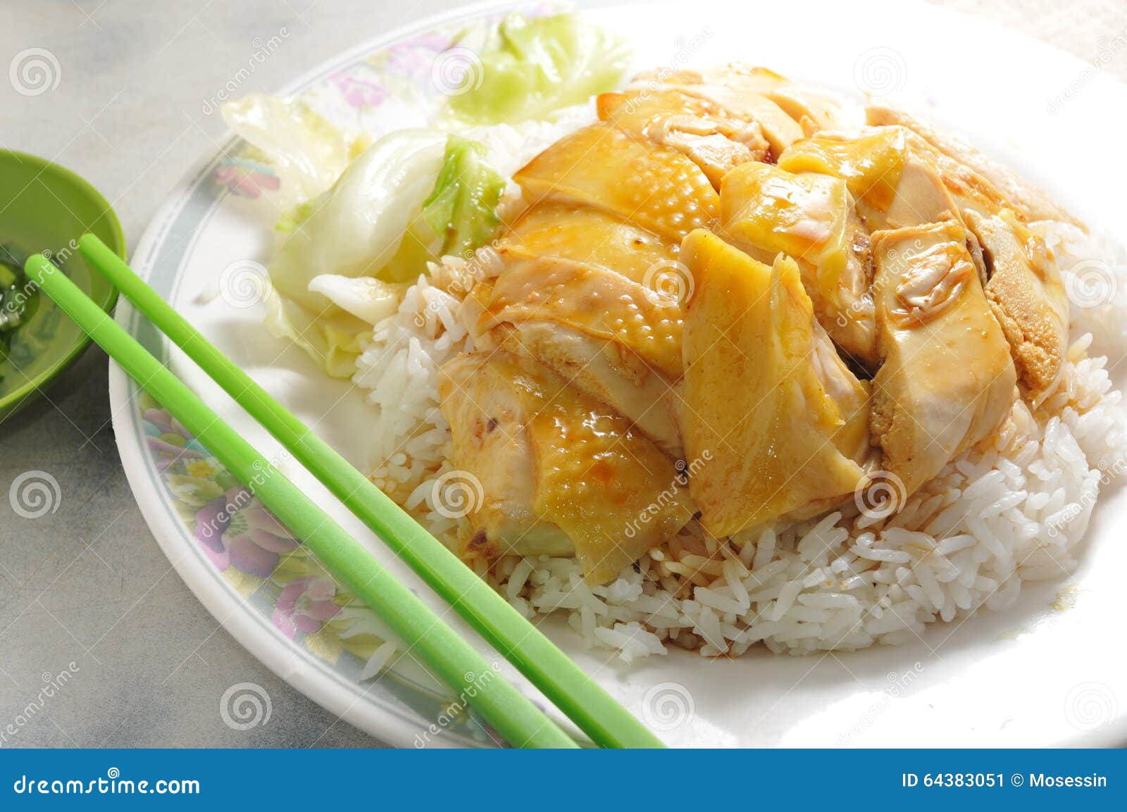 Steam Chicken With Rice Or Hainanese Chicken Rice. Close Up Shot Stock ...