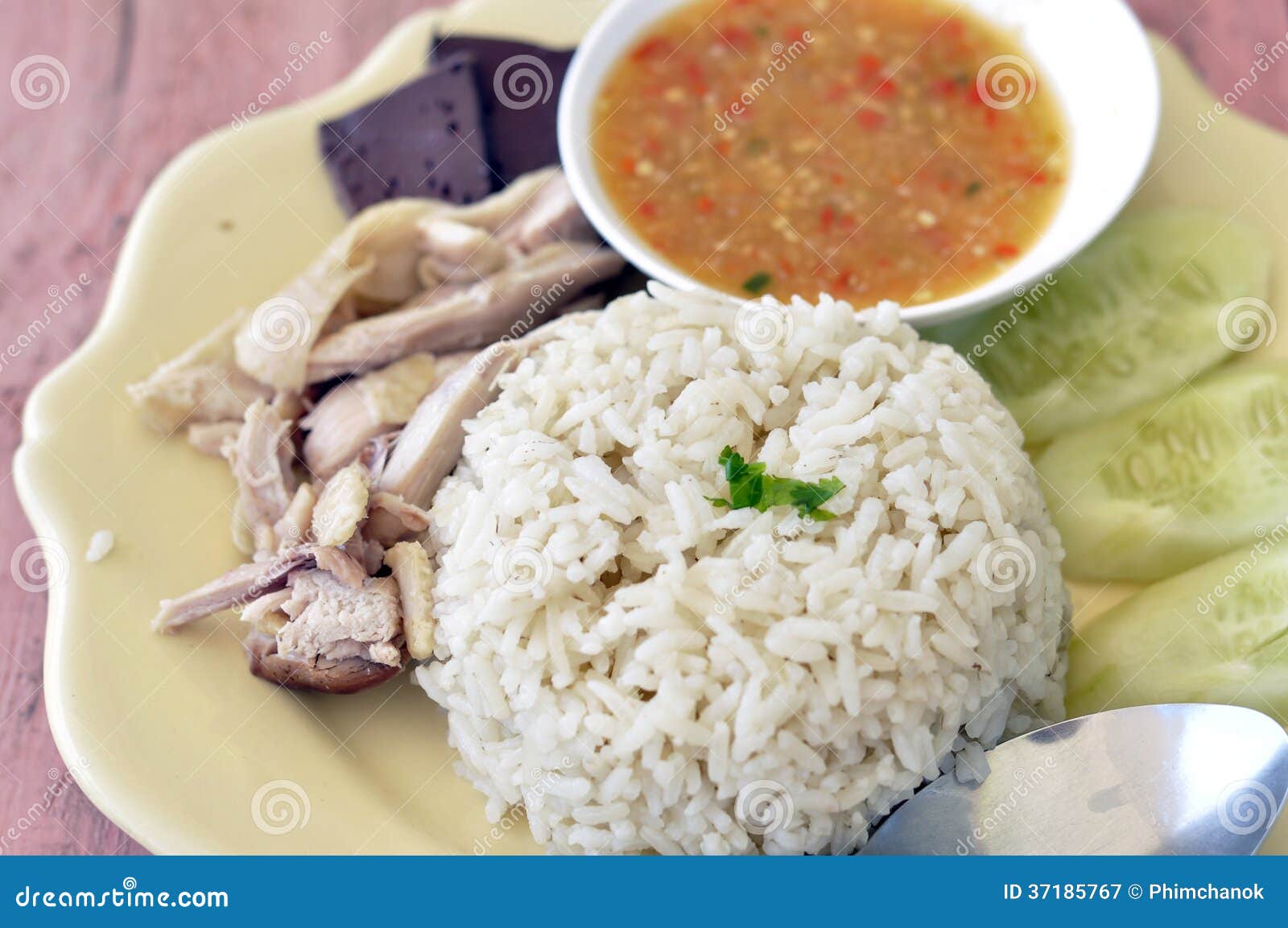 Steam Chicken with Rice stock image. Image of bean, cilantro - 37185767