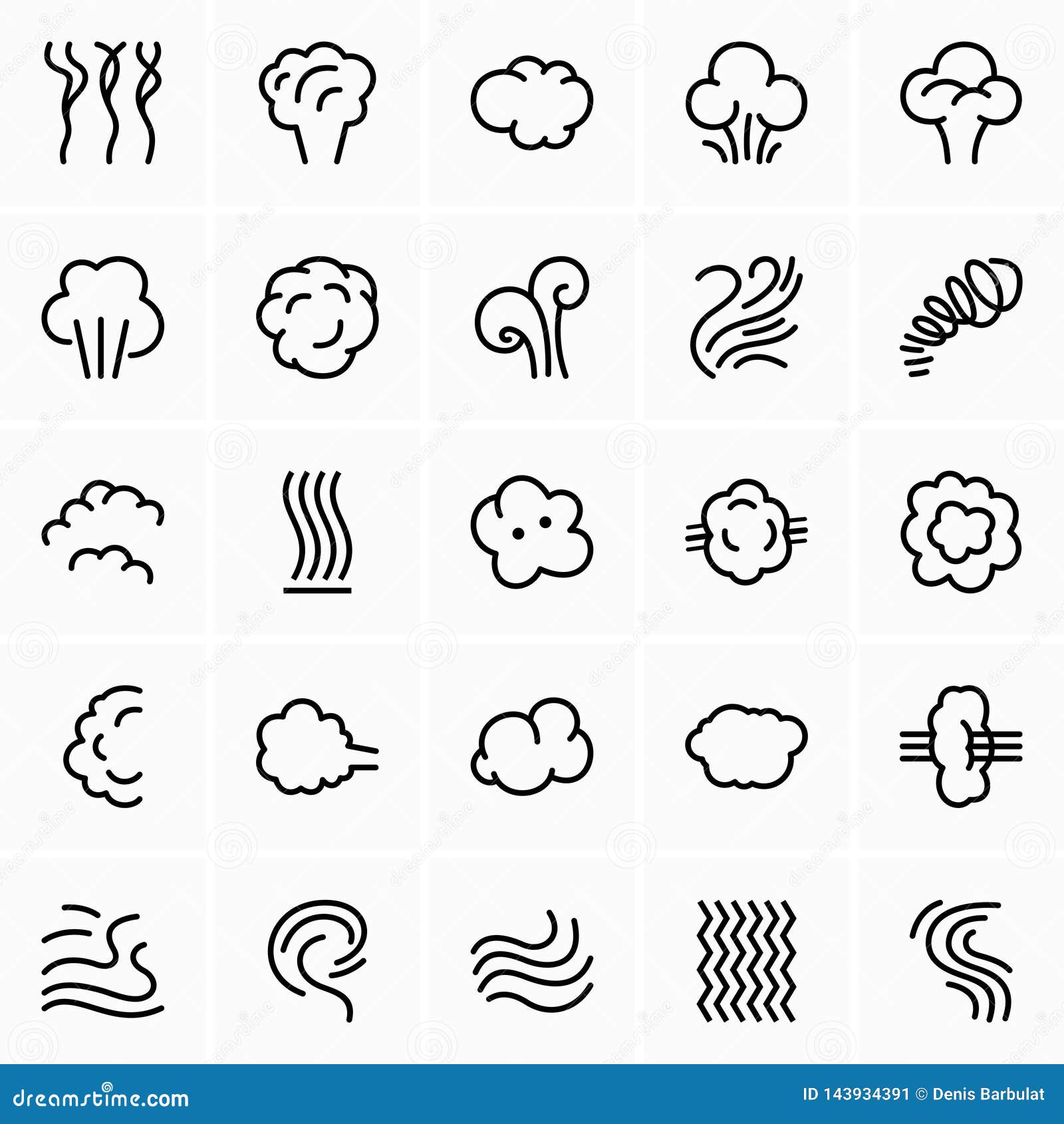 Steam, Cloud and Smoke Icons Stock Vector - Illustration of bubble ...